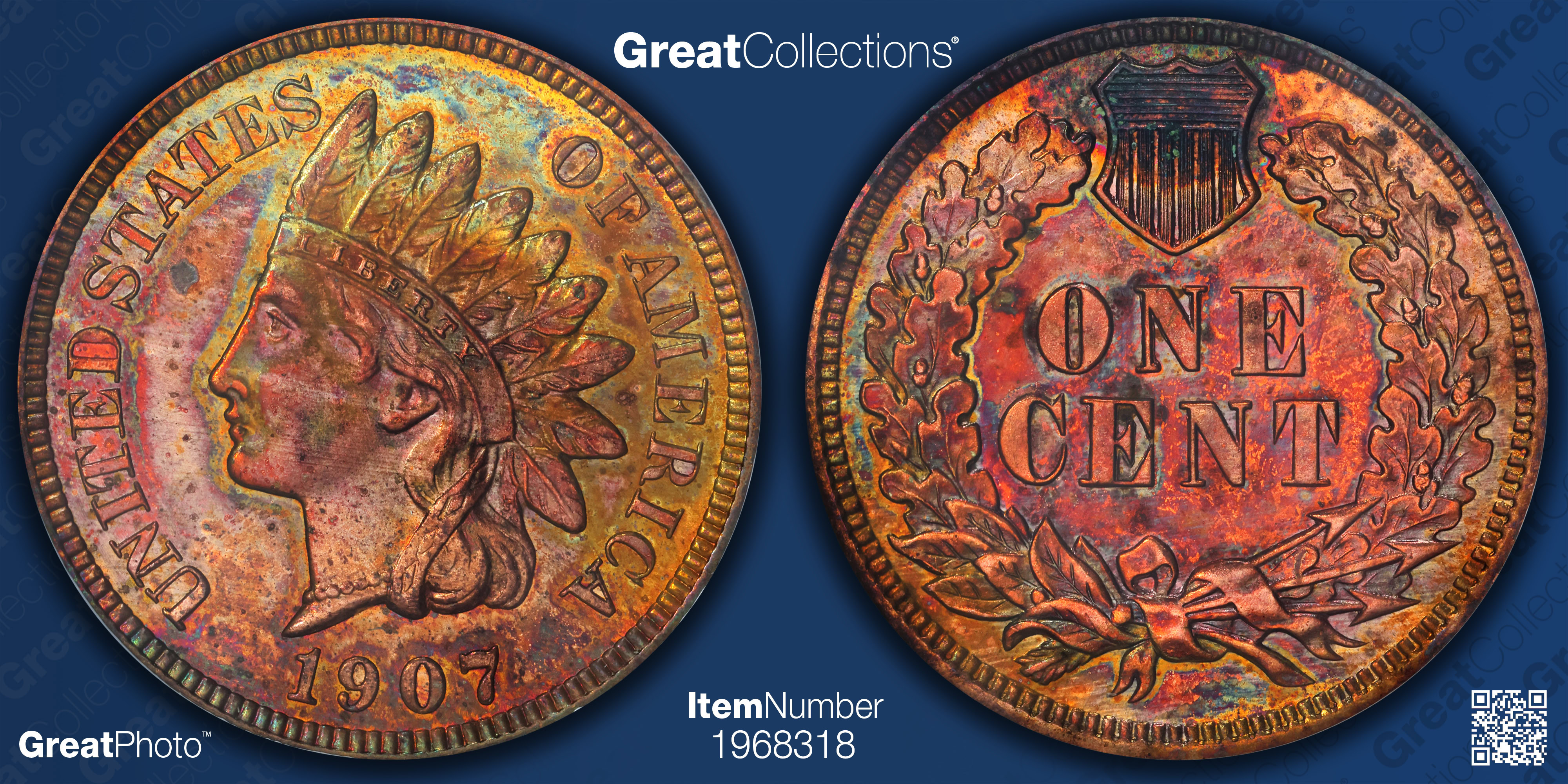 1907 Indian Cent ANACS Proof-61 RB OH (Toned) (Item 1968318 ...