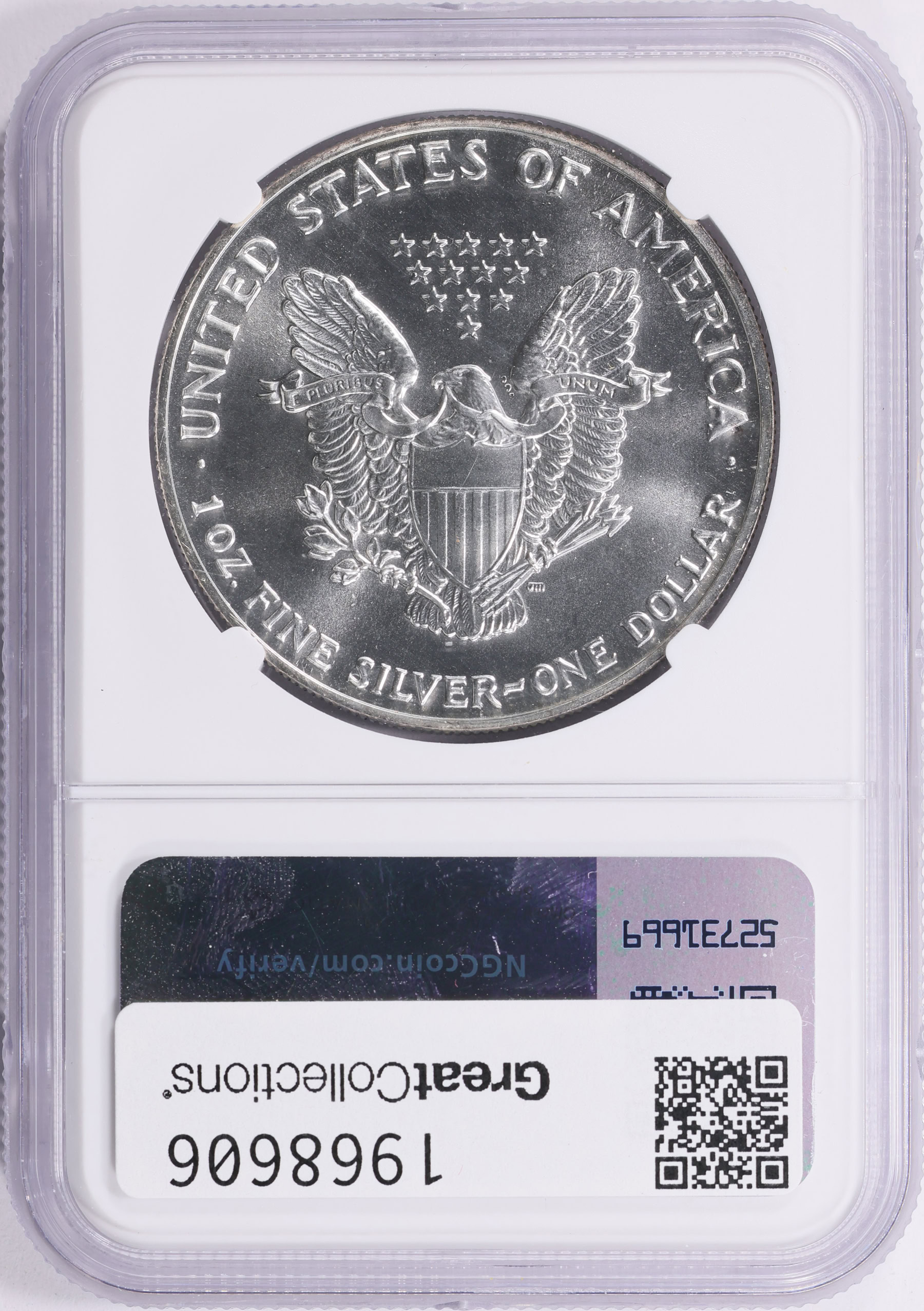 1990 $1 Silver Eagle NGC MS-69 (Item 1968606) | GreatCollections Coin ...