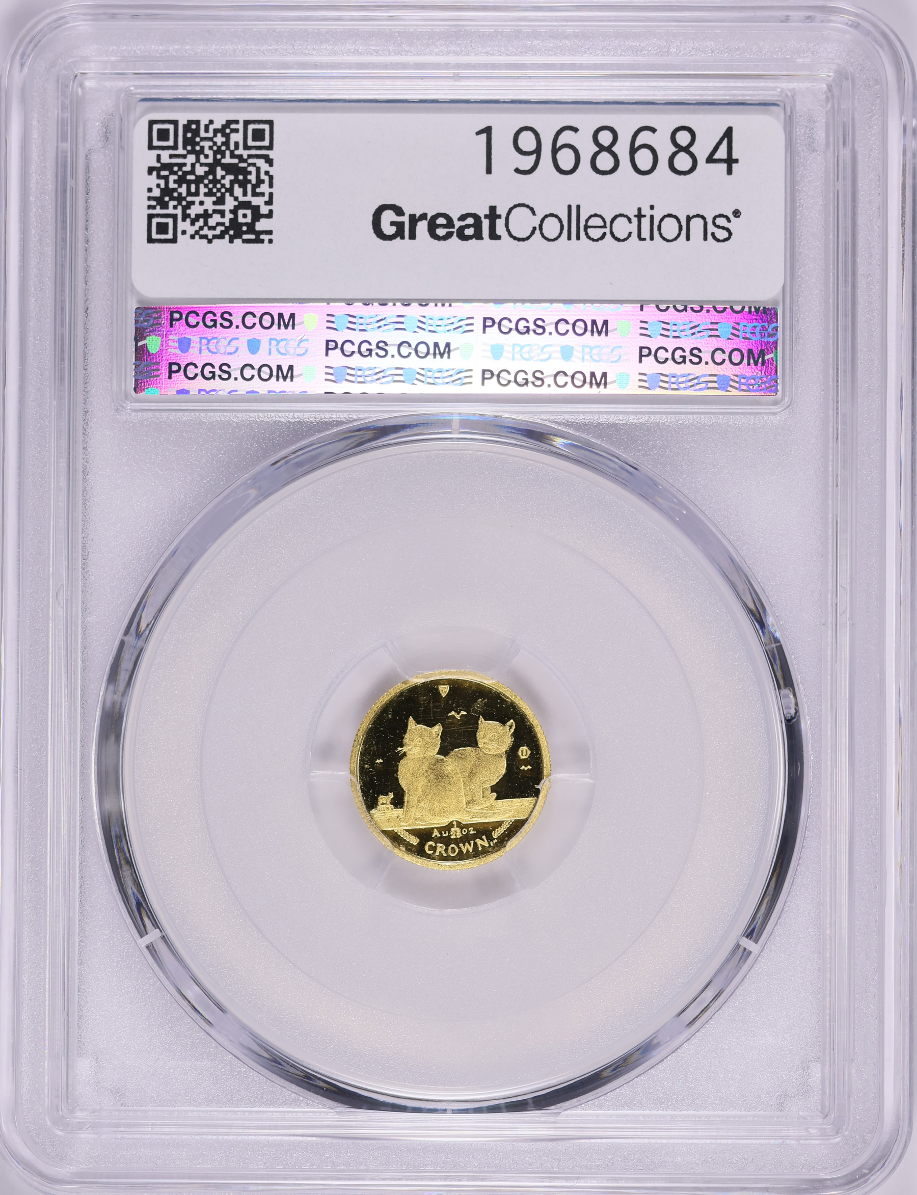 Isle of Man 2003-U Gold 1/25 Crown Balinese Kittens KM-1161 PCGS MS-62 ...