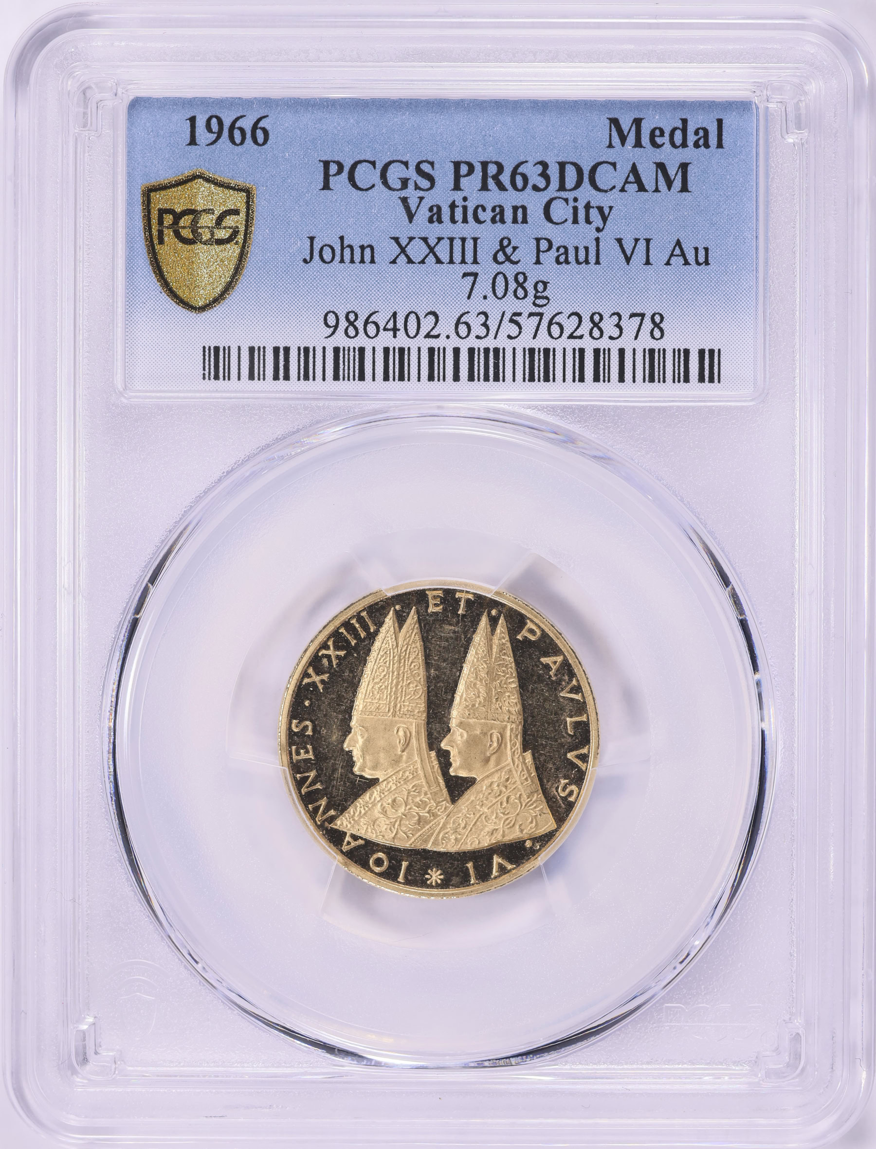 Vatican City 1966 Gold Medal John XXIII & Paul VI PCGS Proof-63 DCAM ...