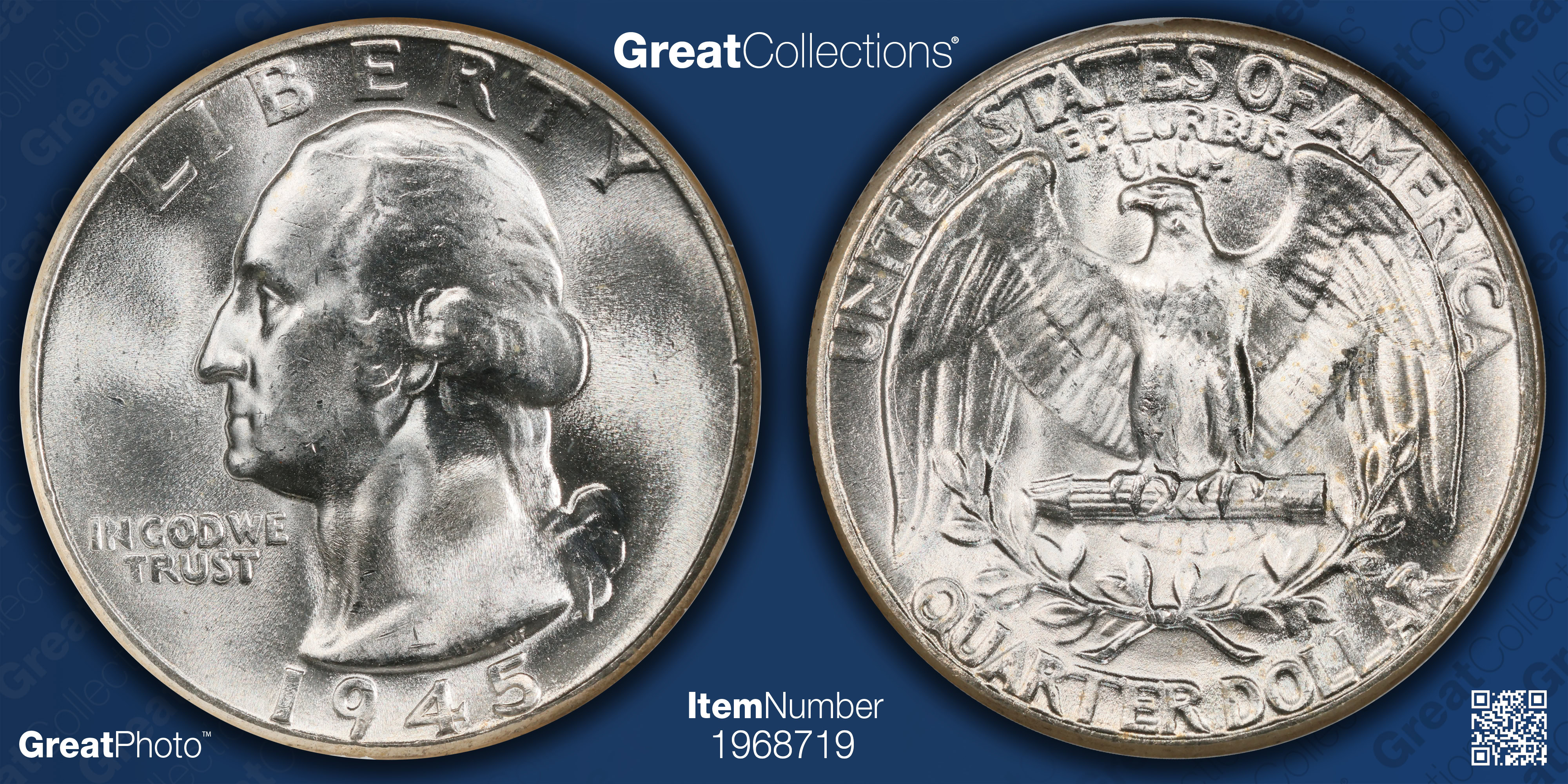 1945 Washington Quarter NGC MS-65 (Item 1968719) | GreatCollections ...