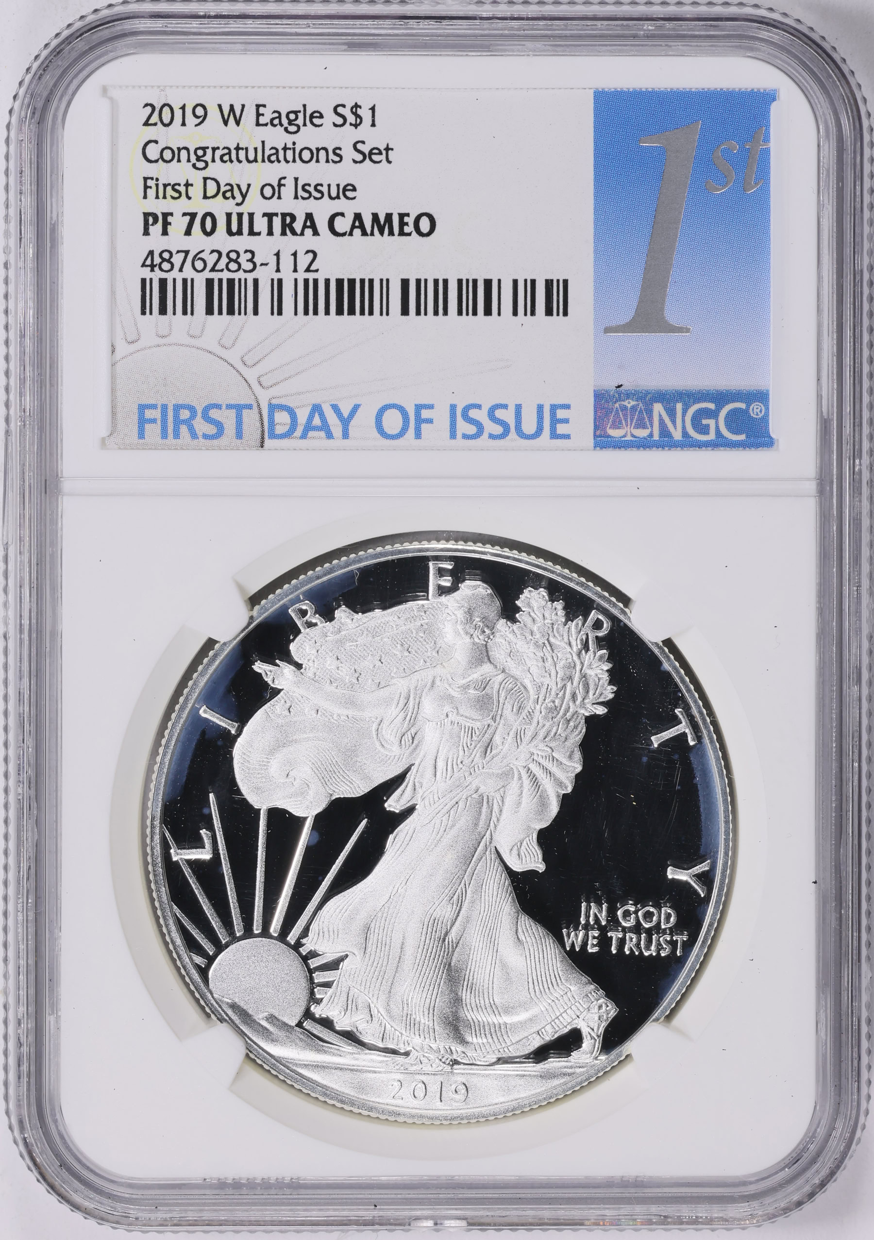 2019-W $1 Silver Eagle First Day of Issue (From the Congratulations Set ...