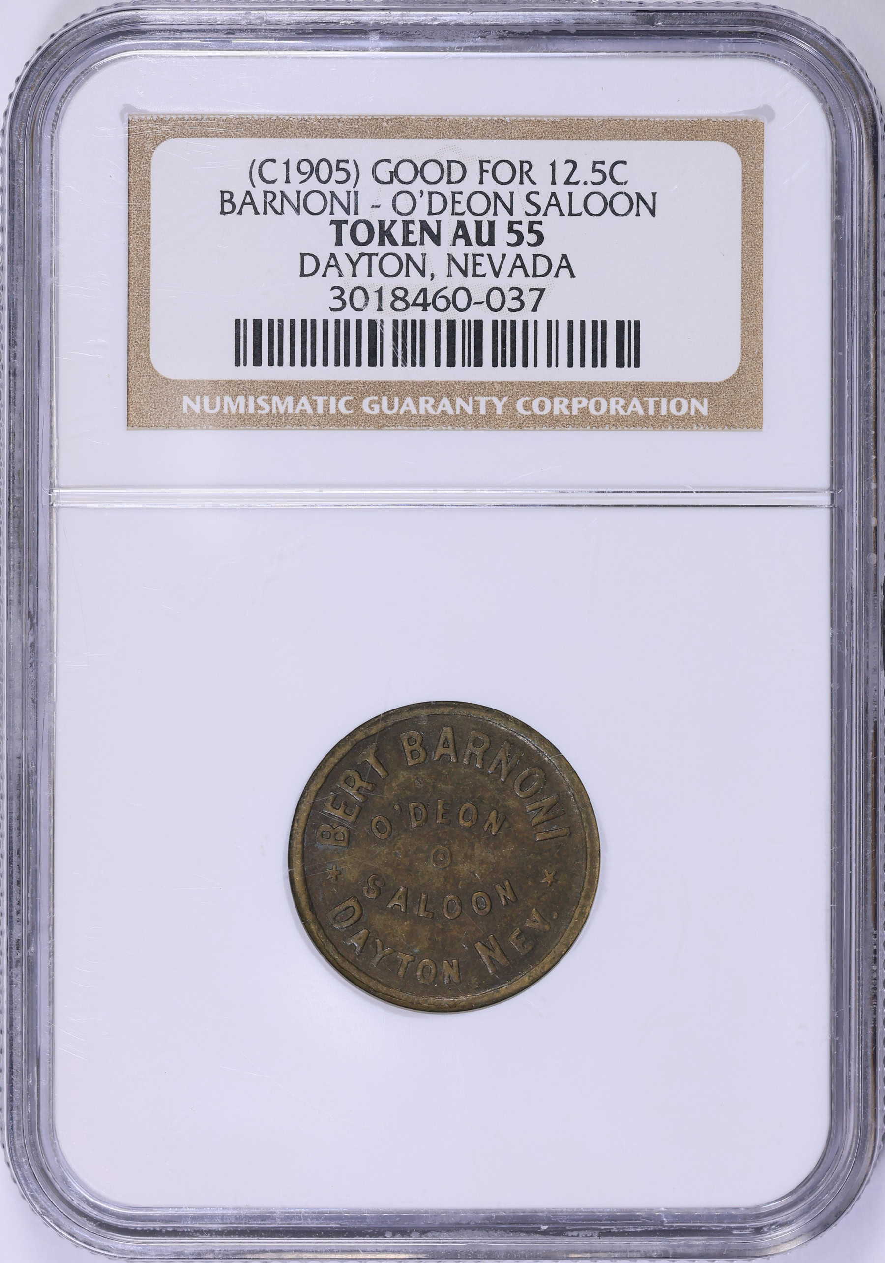 ND (c.1905) Dayton, Nevada Bert Barnoni Odeon Hall Saloon 12.5 Cents ...