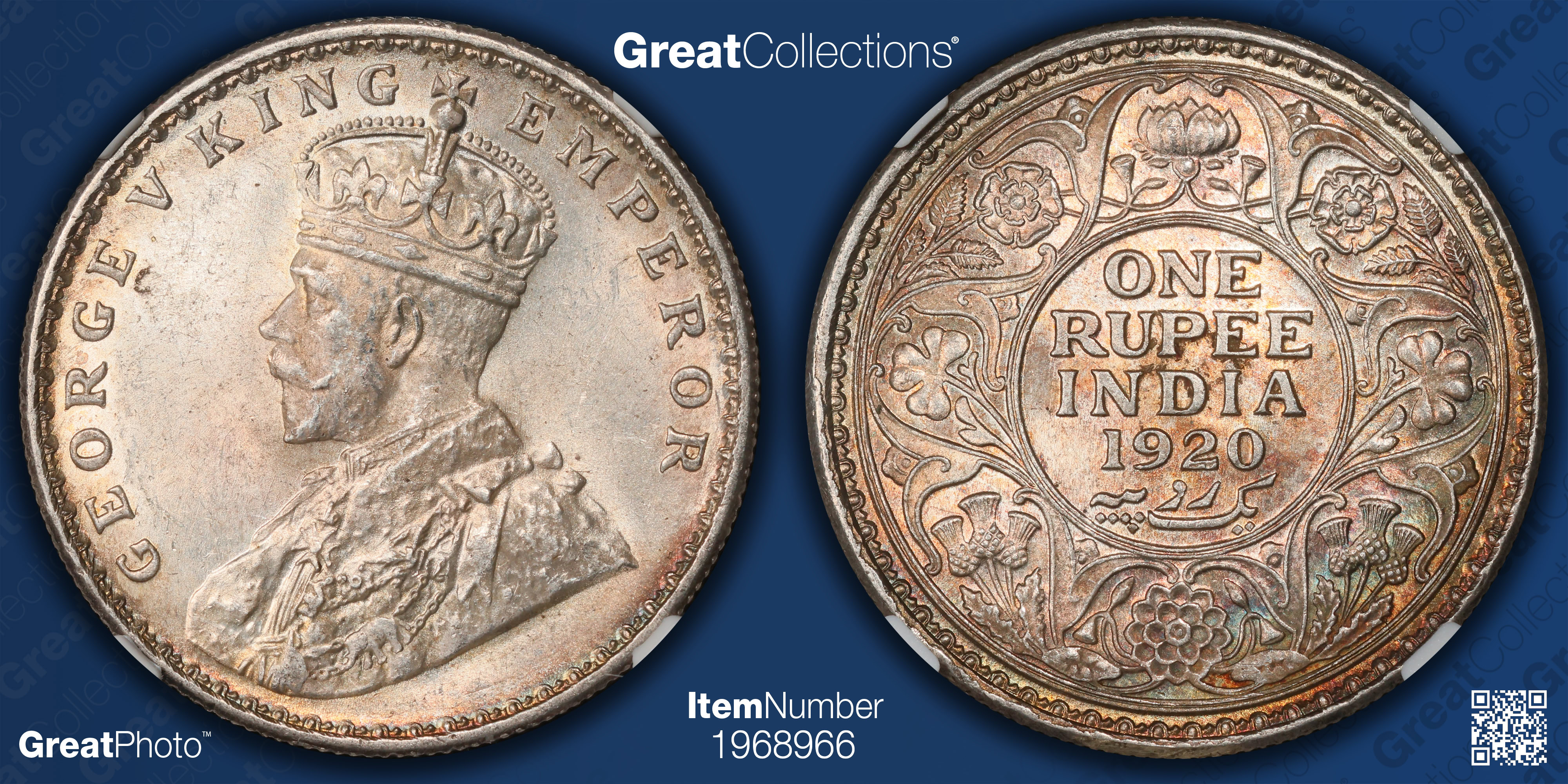 India 1920-(C) Silver Rupee KM-524 NGC MS-63 (Item 1968966 ...