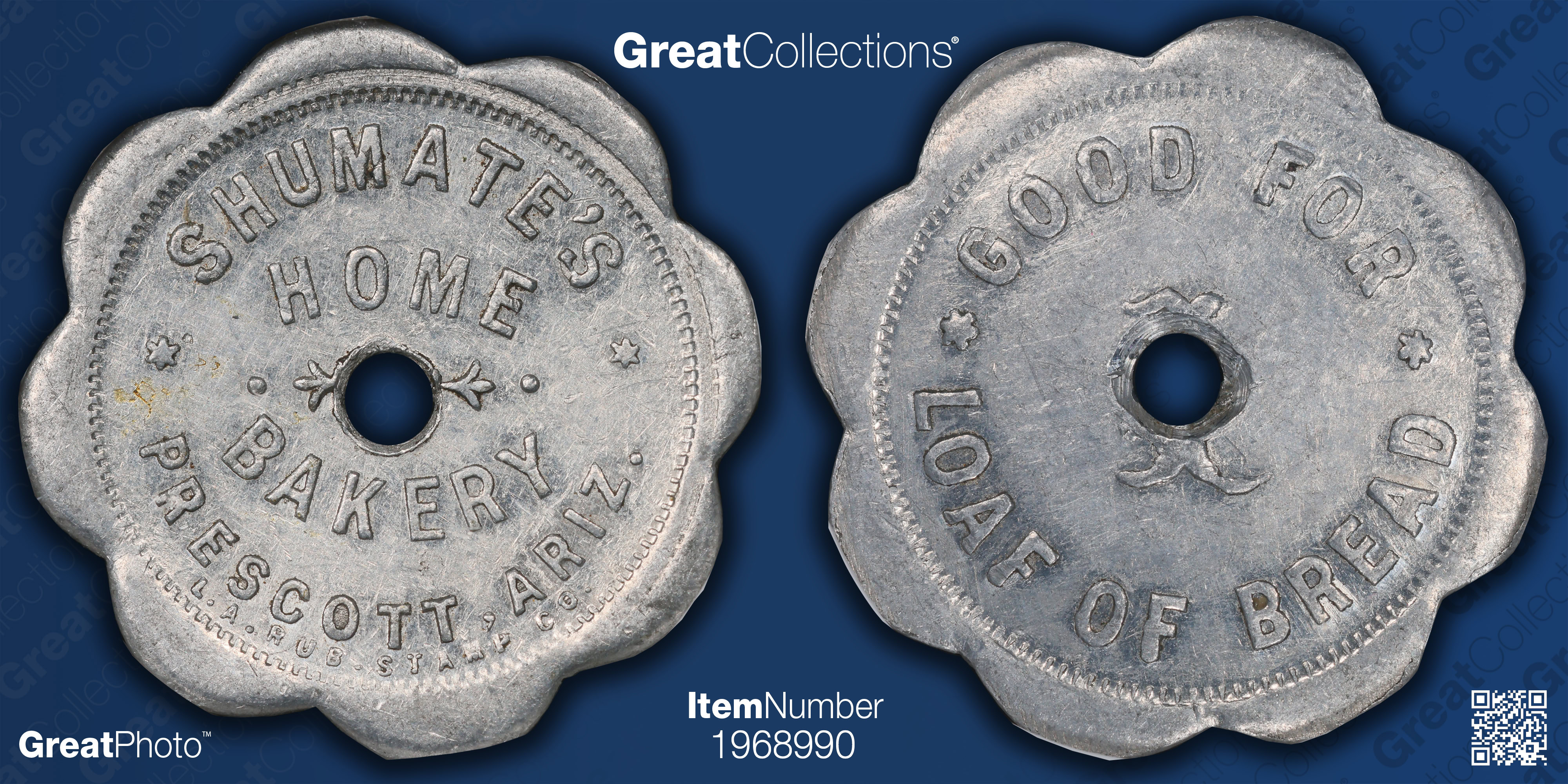 ND (c.1907) Prescott, Arizona Schumate's Home Bakery One Loaf of Bread ...