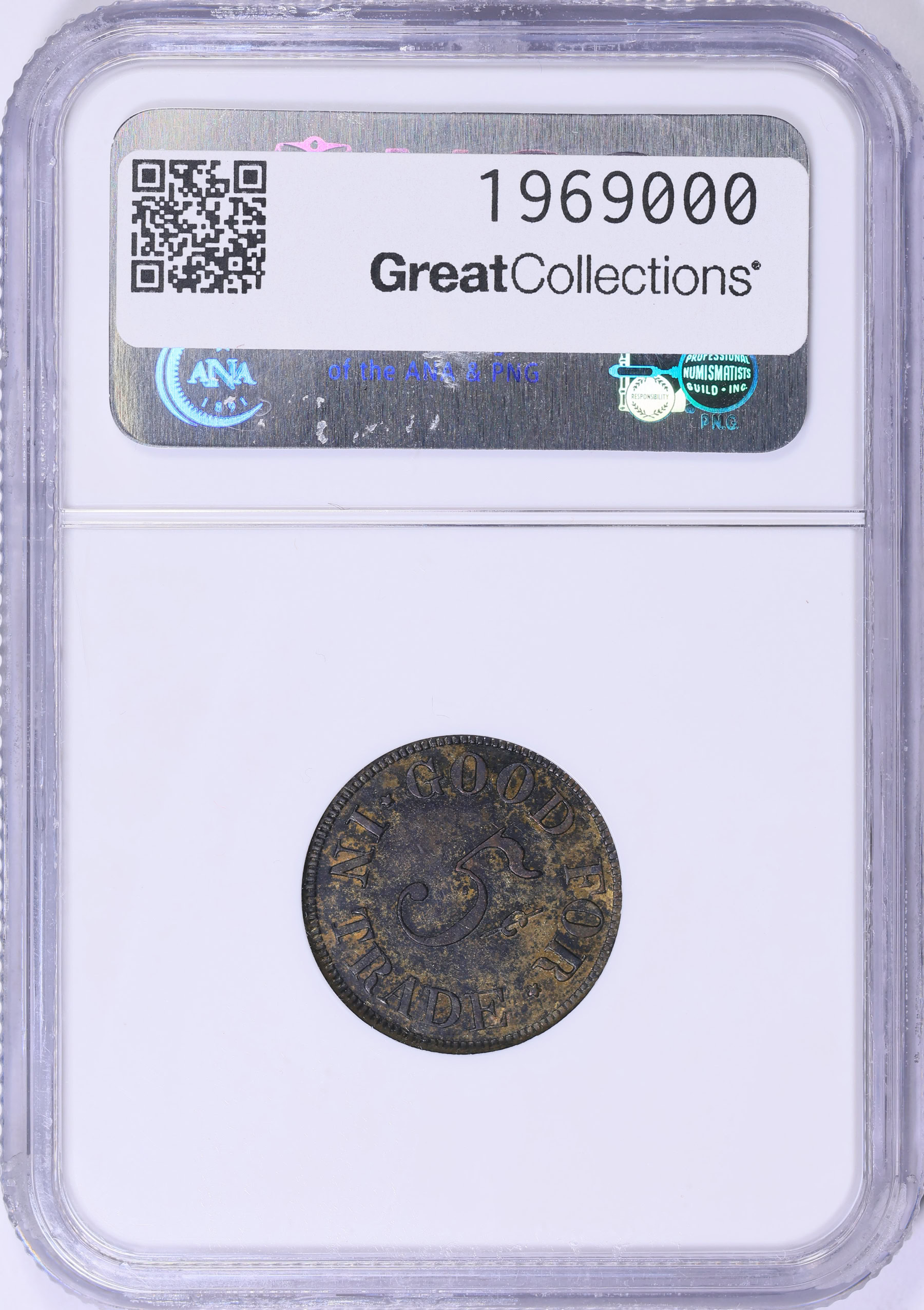 ND (c.1914-27) Ray, Arizona The Owl Drug Store 5 Cents Token NGC AU-58 ...