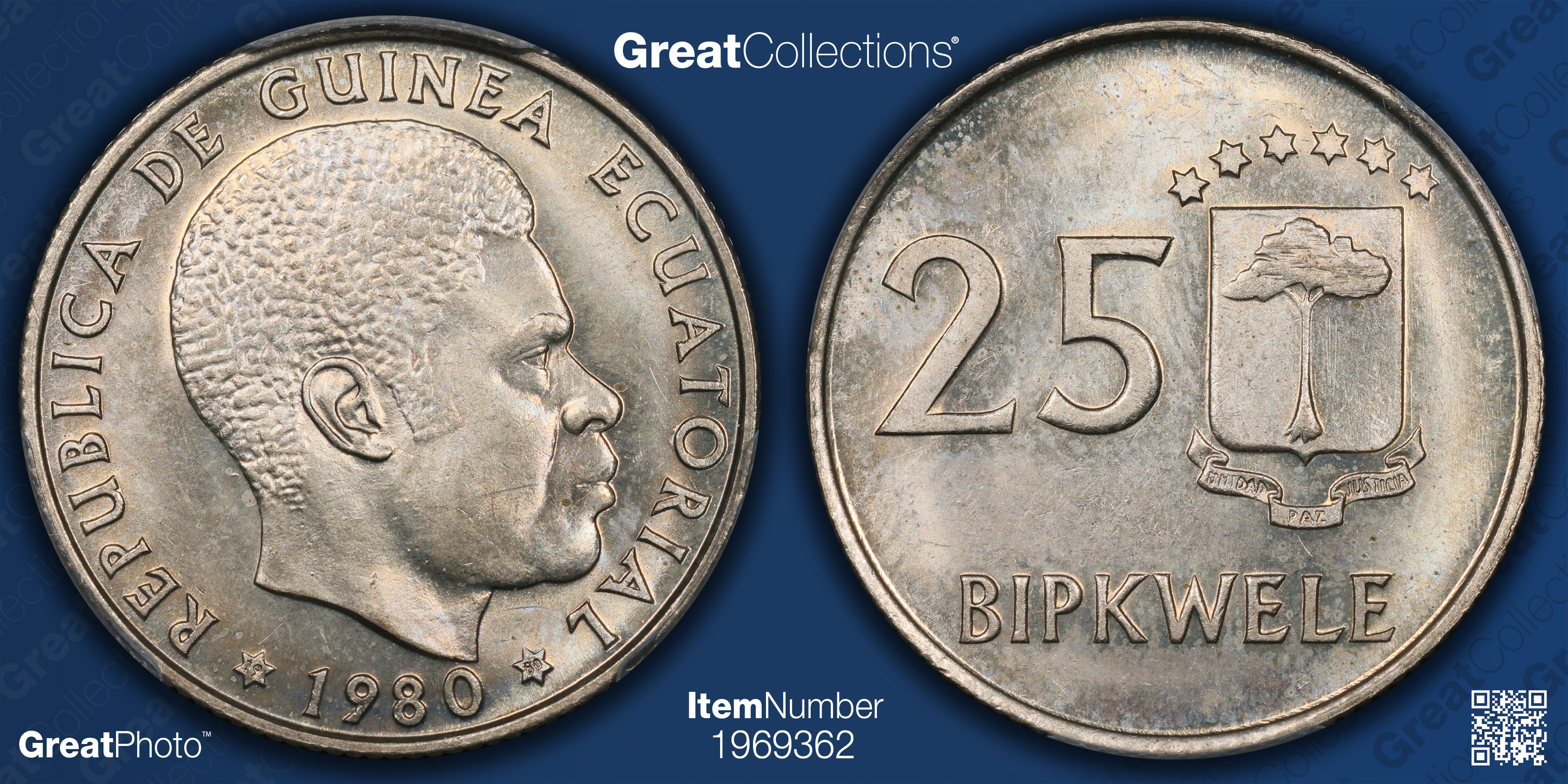 Equatorial Guinea 1980 25 Bipkwele KM-52 PCGS MS-64 (Item 1969362 ...