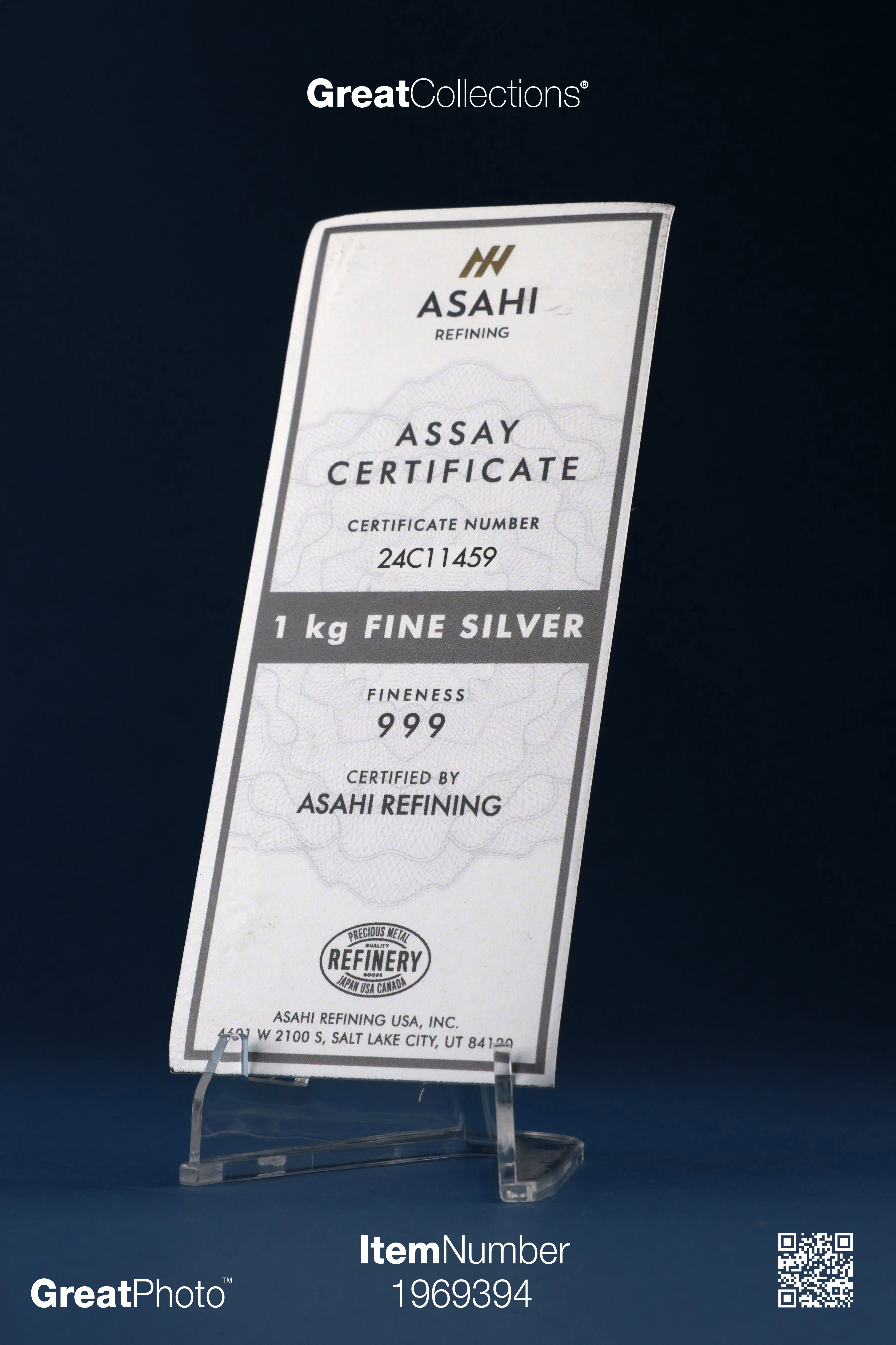 ND Silver Kilo Asahi Refining Ingot/Bar Uncertified (ASW = 32.1186 oz ...