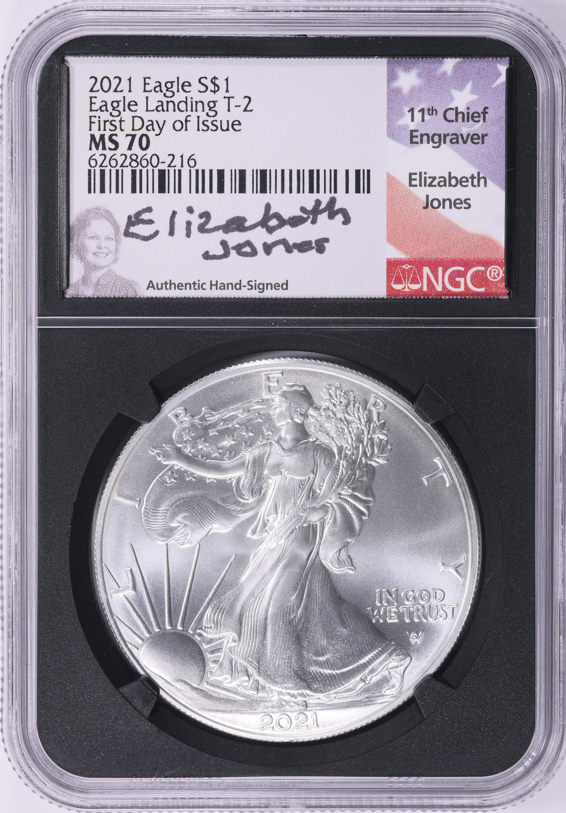 2021 $1 Silver Eagle Type 2 First Day of Issue NGC MS-70 (Elizabeth ...