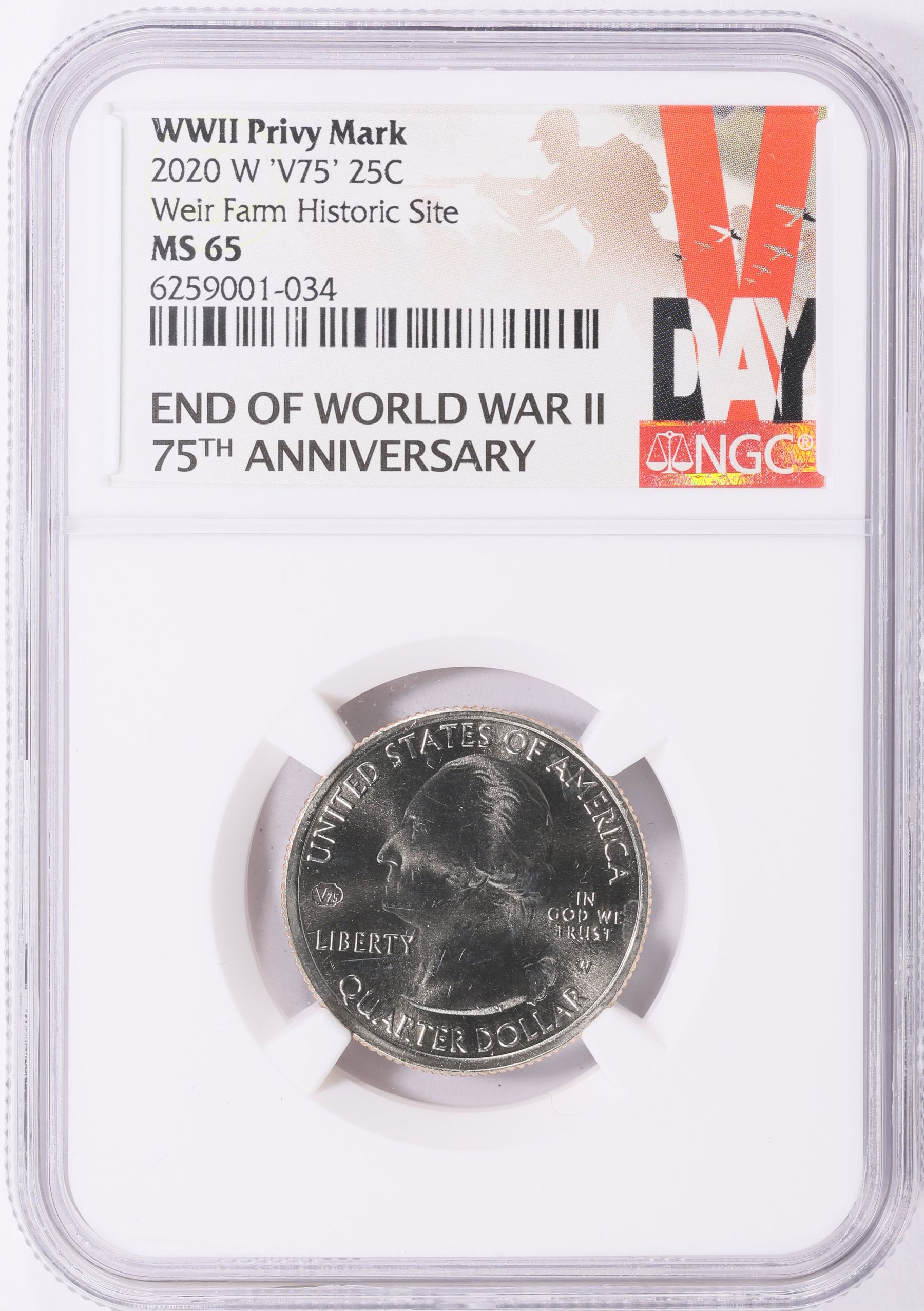 2020-W America the Beautiful Quarter Weir Farm Historic Site V75 Privy ...