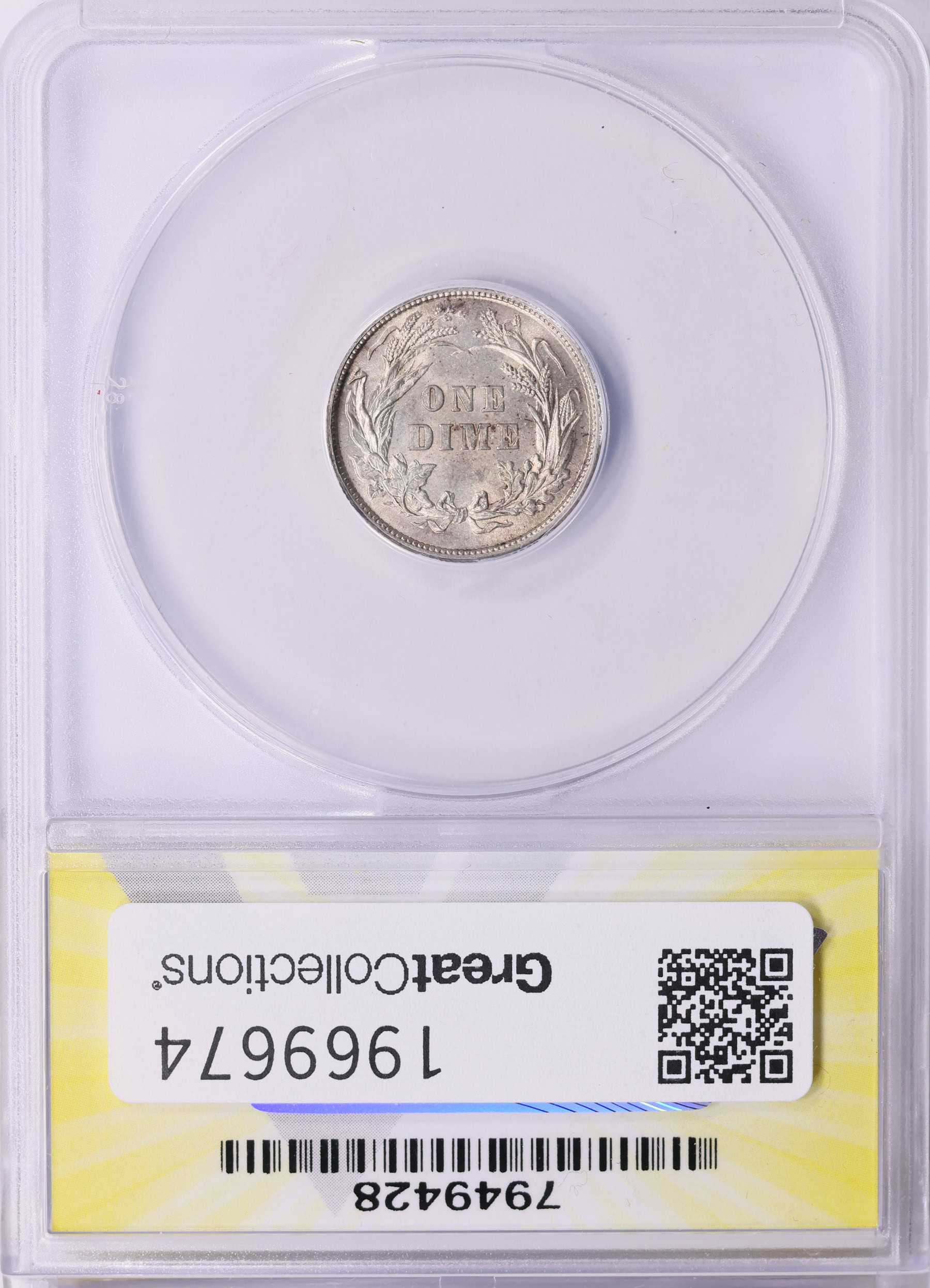 1892 Barber Dime ANACS AU-58 (Item 1969674) | GreatCollections Coin ...
