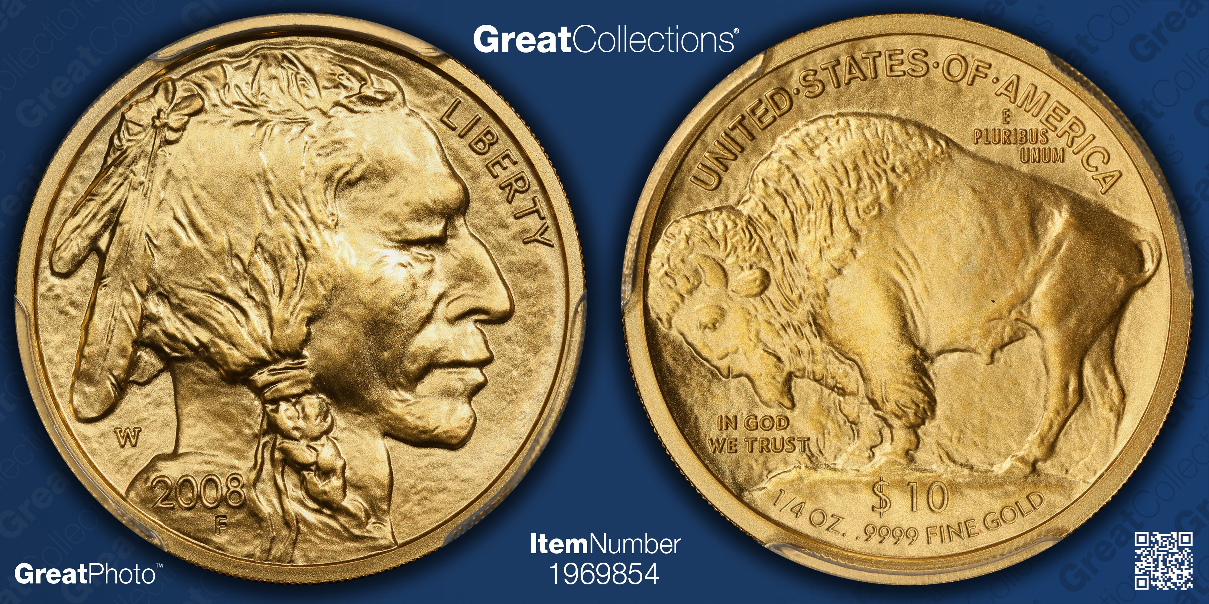 2008-W $10 Quarter-Ounce Gold American Buffalo Burnished PCGS SP-69 ...