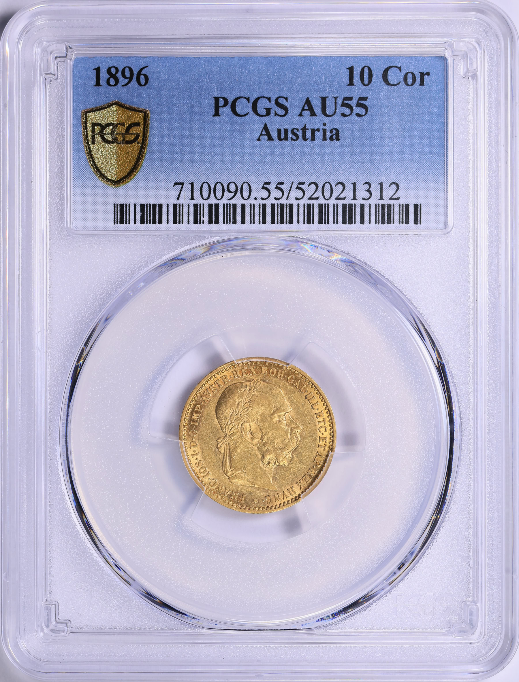 Austria 1896 Gold 10 Corona KM-2805 PCGS AU-55 (AGW = 0.098 oz.) (Item ...