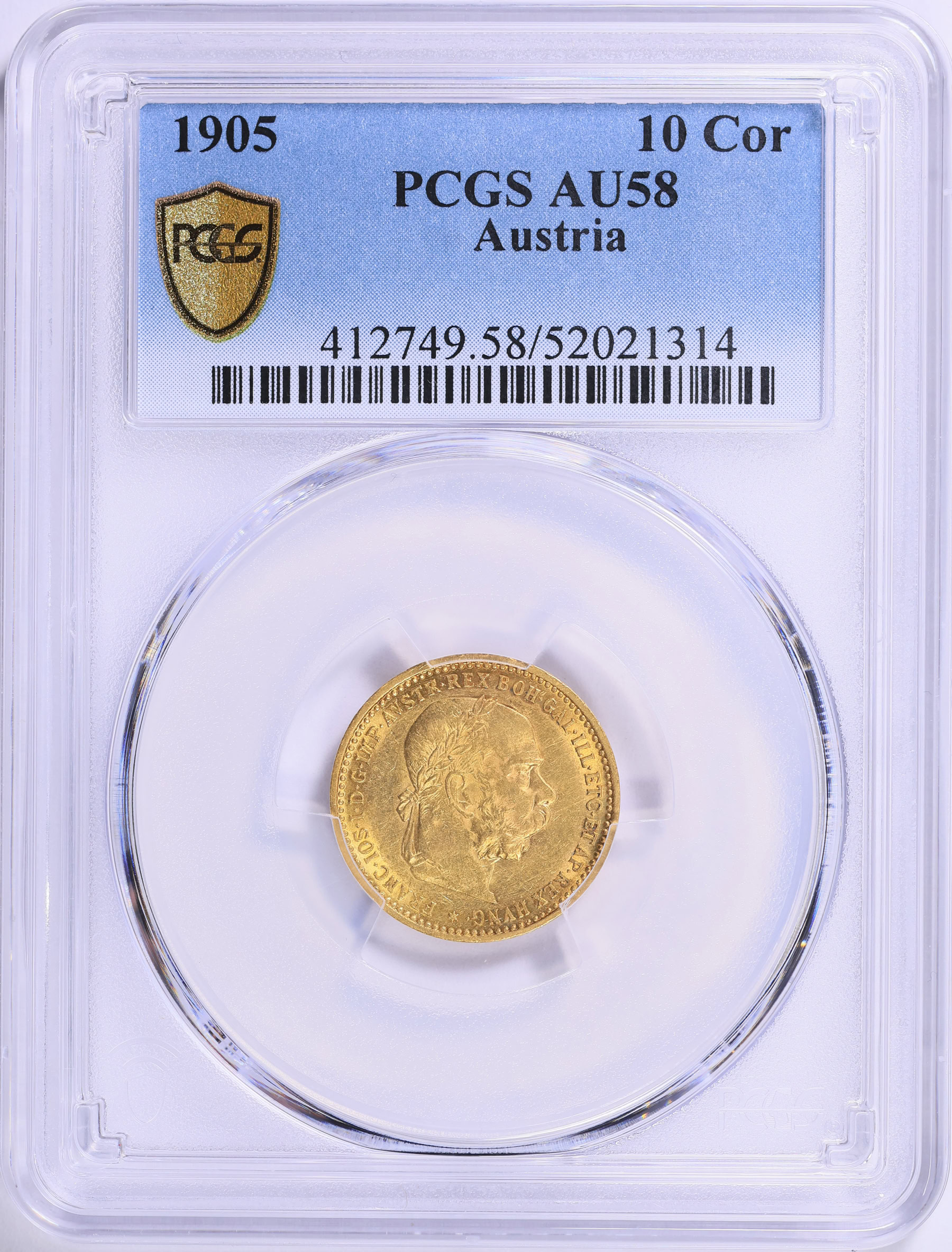 Austria 1905 Gold 10 Corona KM-2805 PCGS AU-58 (AGW = 0.098 oz.) (Item ...