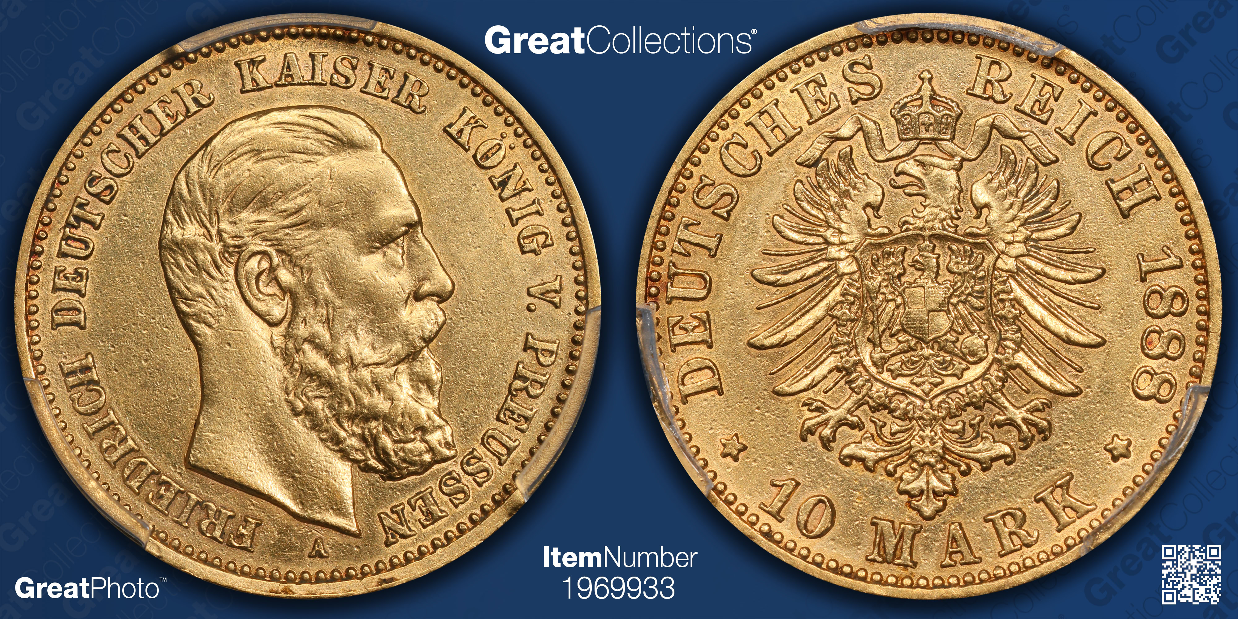 Germany - Prussia 1888-A Gold 10 Marks Friedrich III KM-514 PCGS ...
