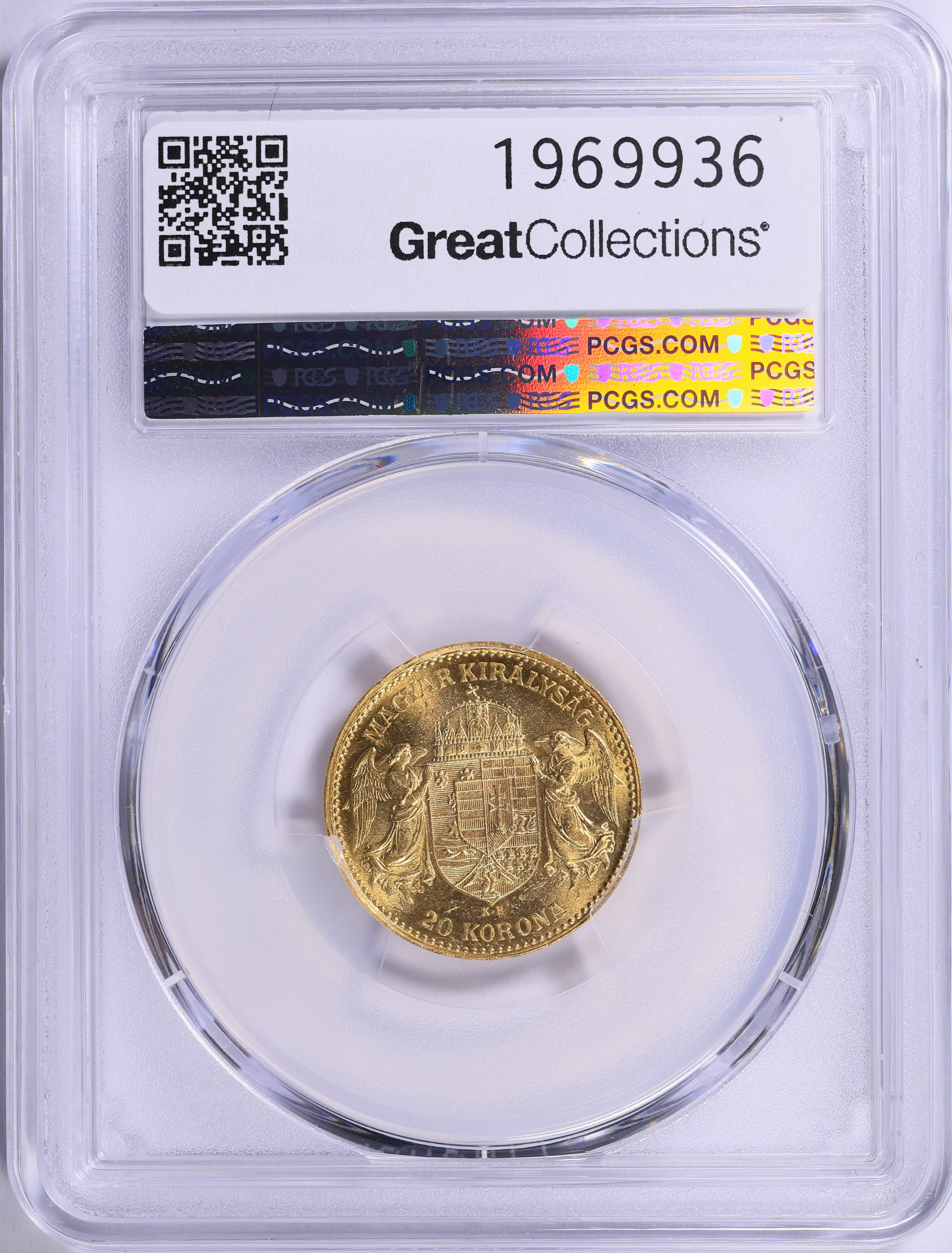 Hungary 1896-KB Gold 20 Korona KM-486 PCGS MS-62 (AGW = 0.196 oz ...