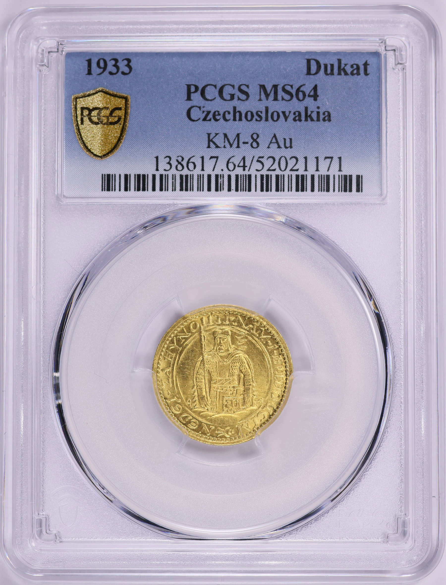 Czechoslovakia 1933 Gold Dukat KM-8 PCGS MS-64 (AGW = 0.1106 oz.) (Item ...