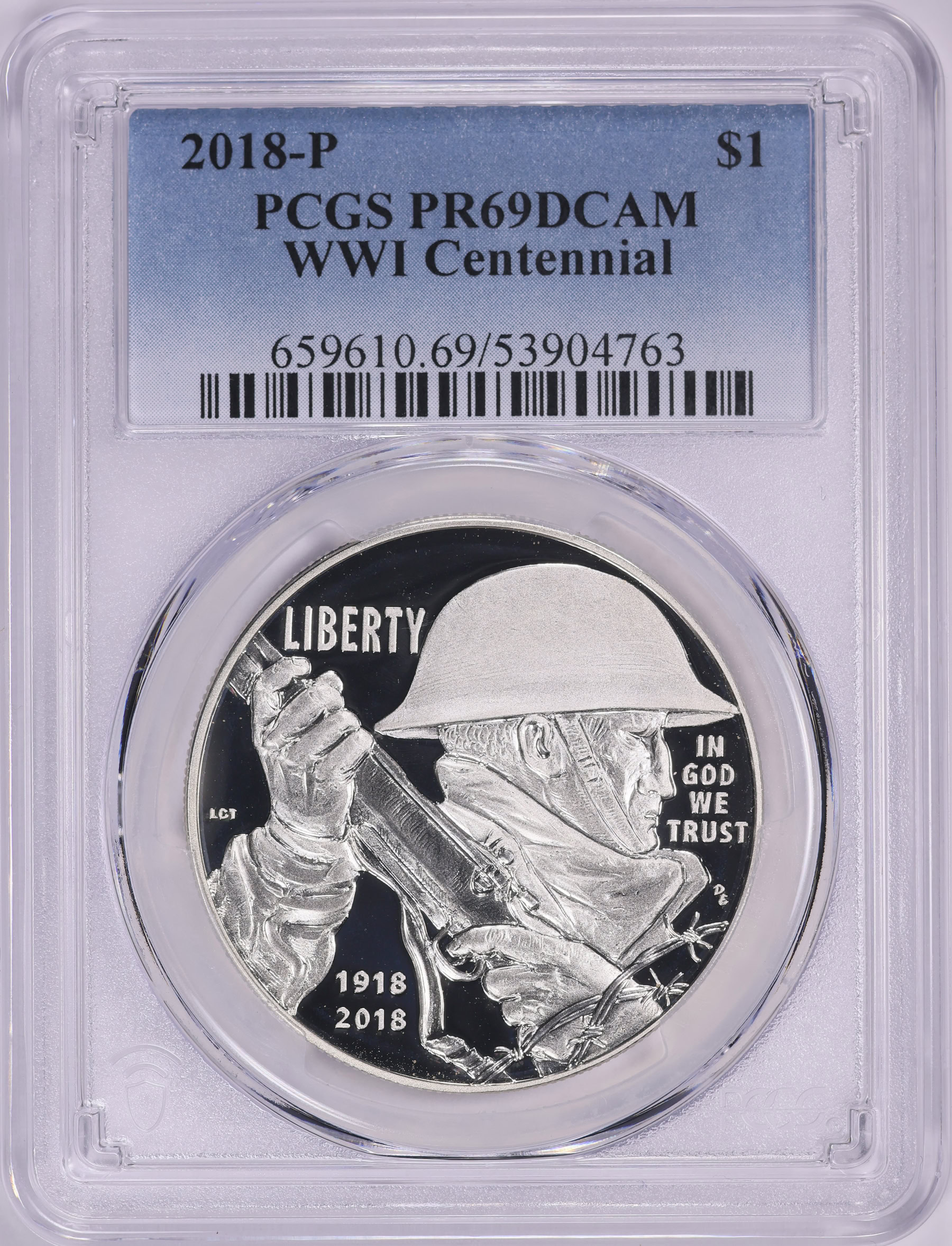 2018-P World War I WWI Centennial Silver Dollar PCGS Proof-69 DCAM ...