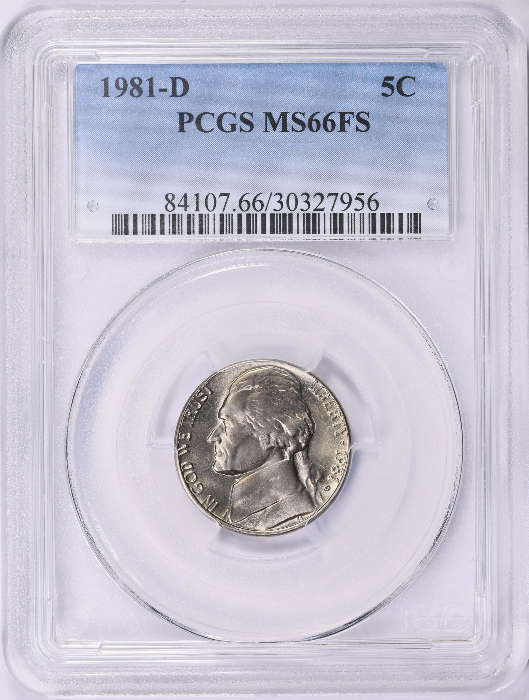 1981-D Jefferson Nickel PCGS MS-66 FS (Item 1970149) | GreatCollections ...