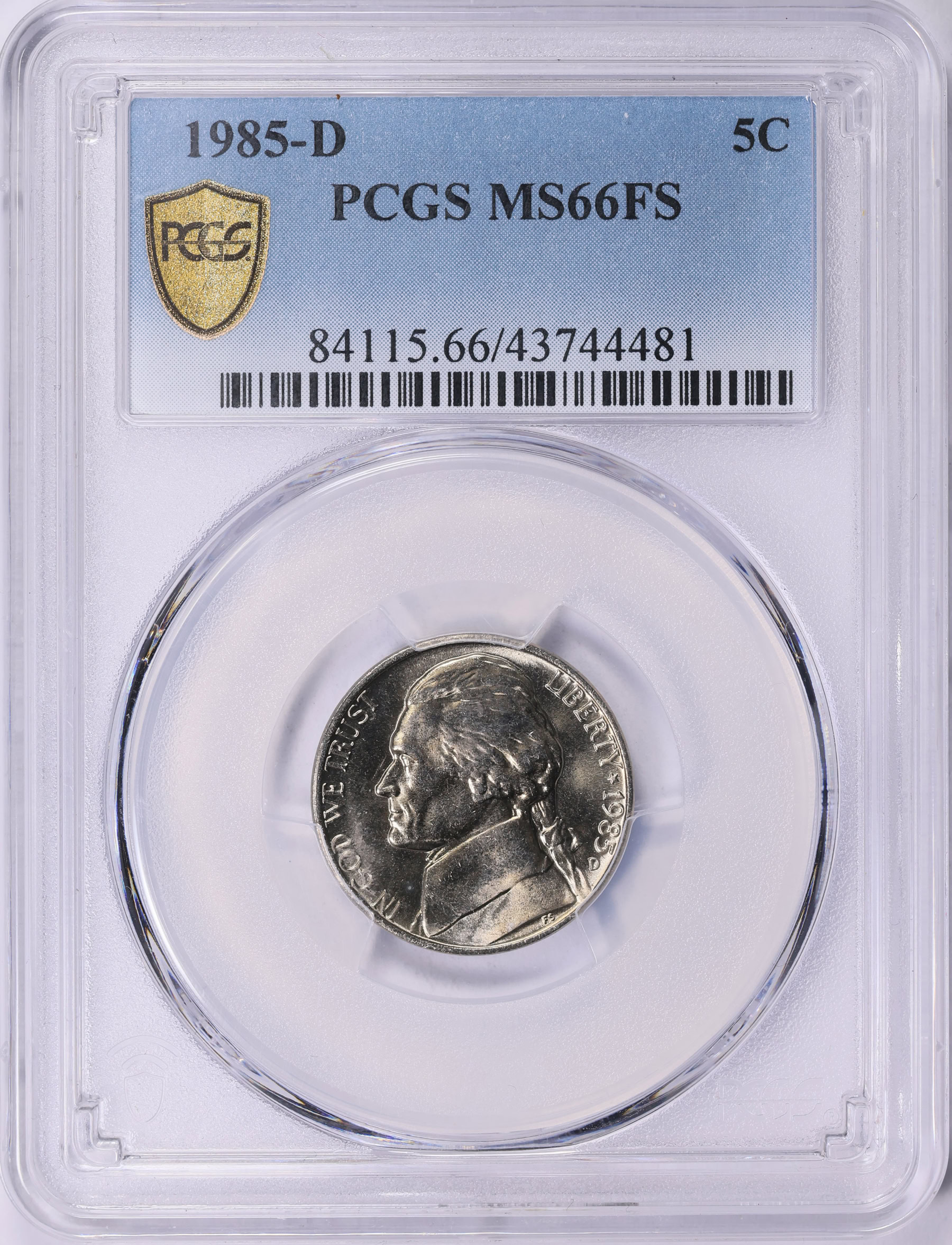 1985-D Jefferson Nickel PCGS MS-66 FS (Item 1970173) | GreatCollections ...