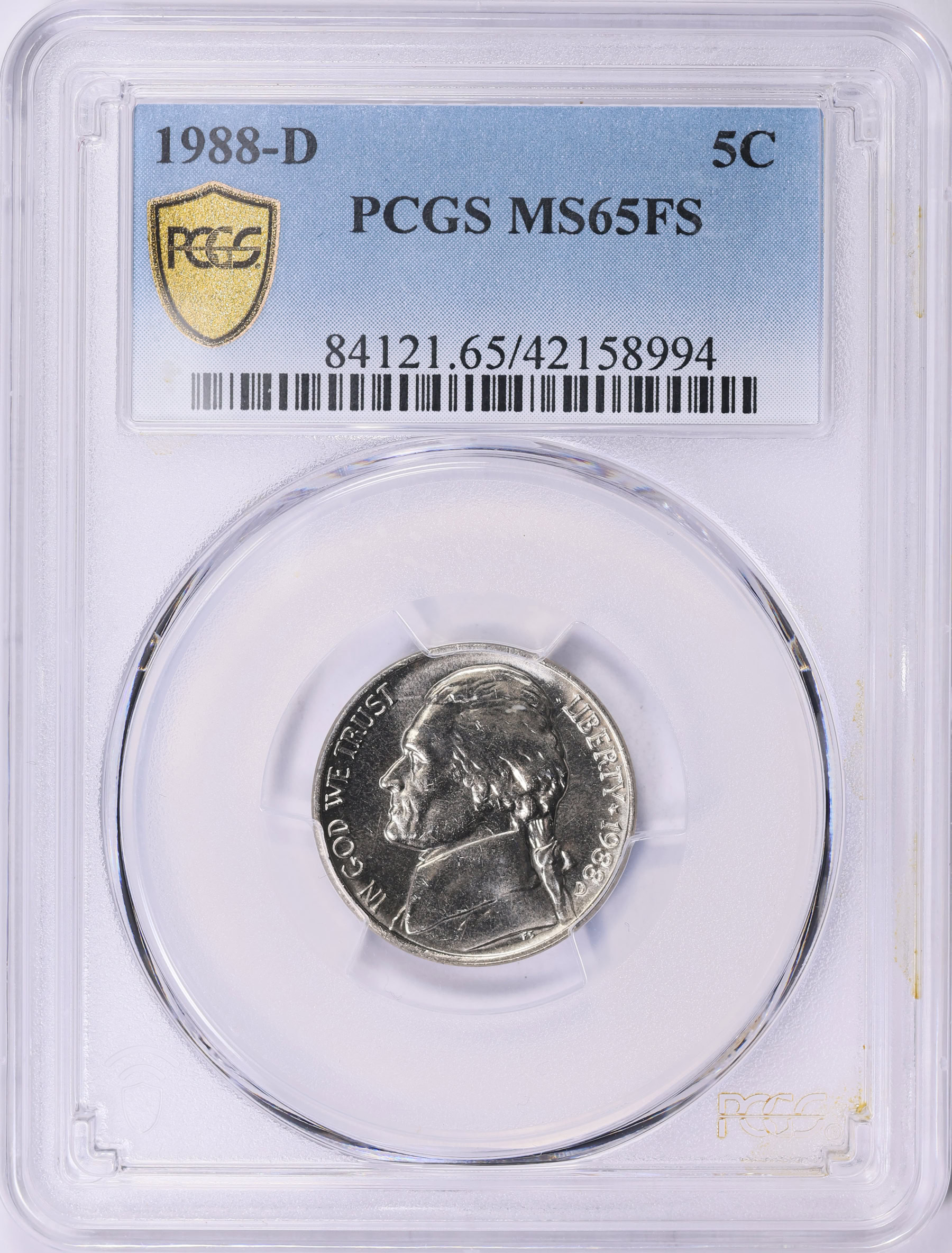 1988-D Jefferson Nickel PCGS MS-65 FS (Item 1970209) | GreatCollections ...