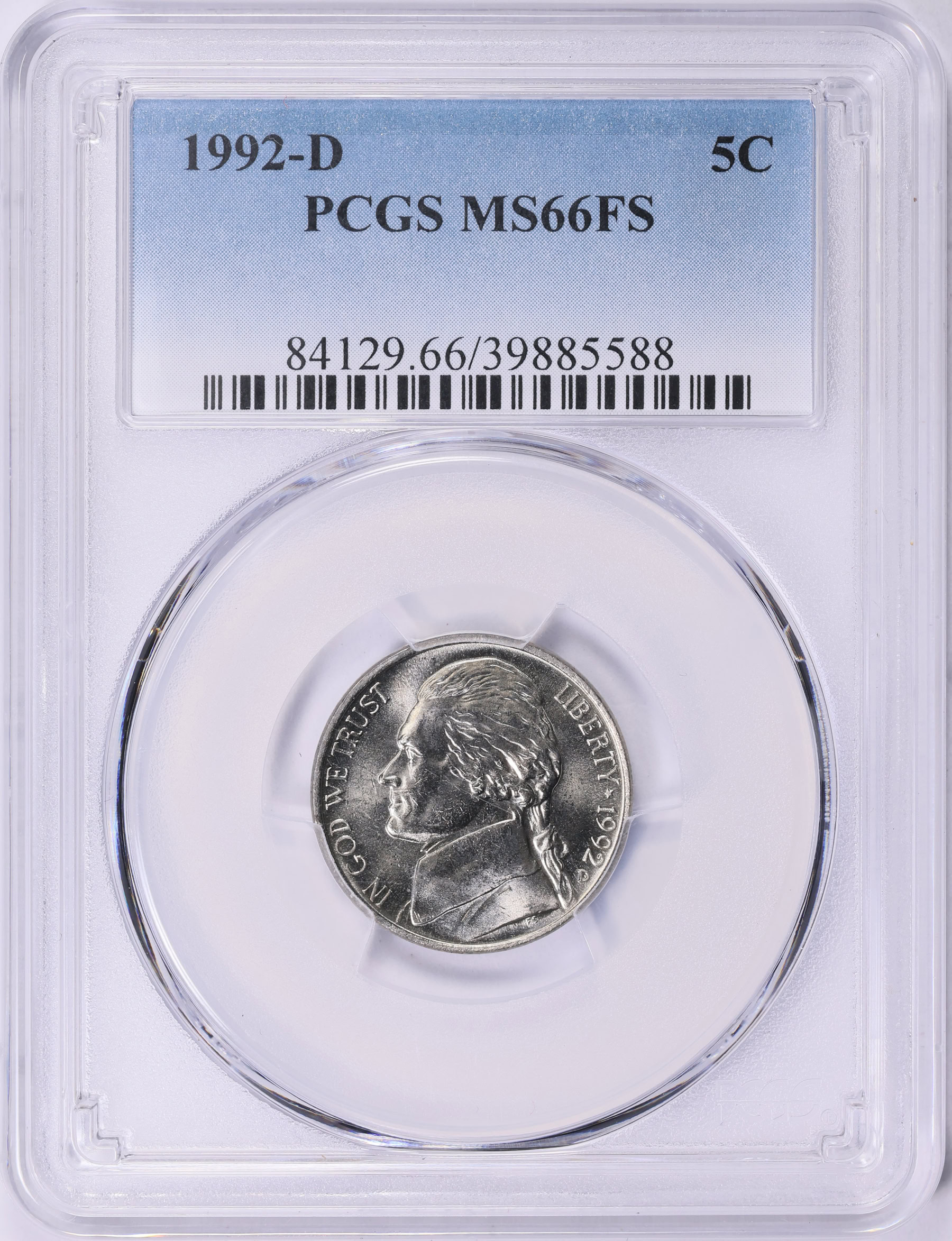 1992-D Jefferson Nickel PCGS MS-66 FS (Item 1970214) | GreatCollections ...