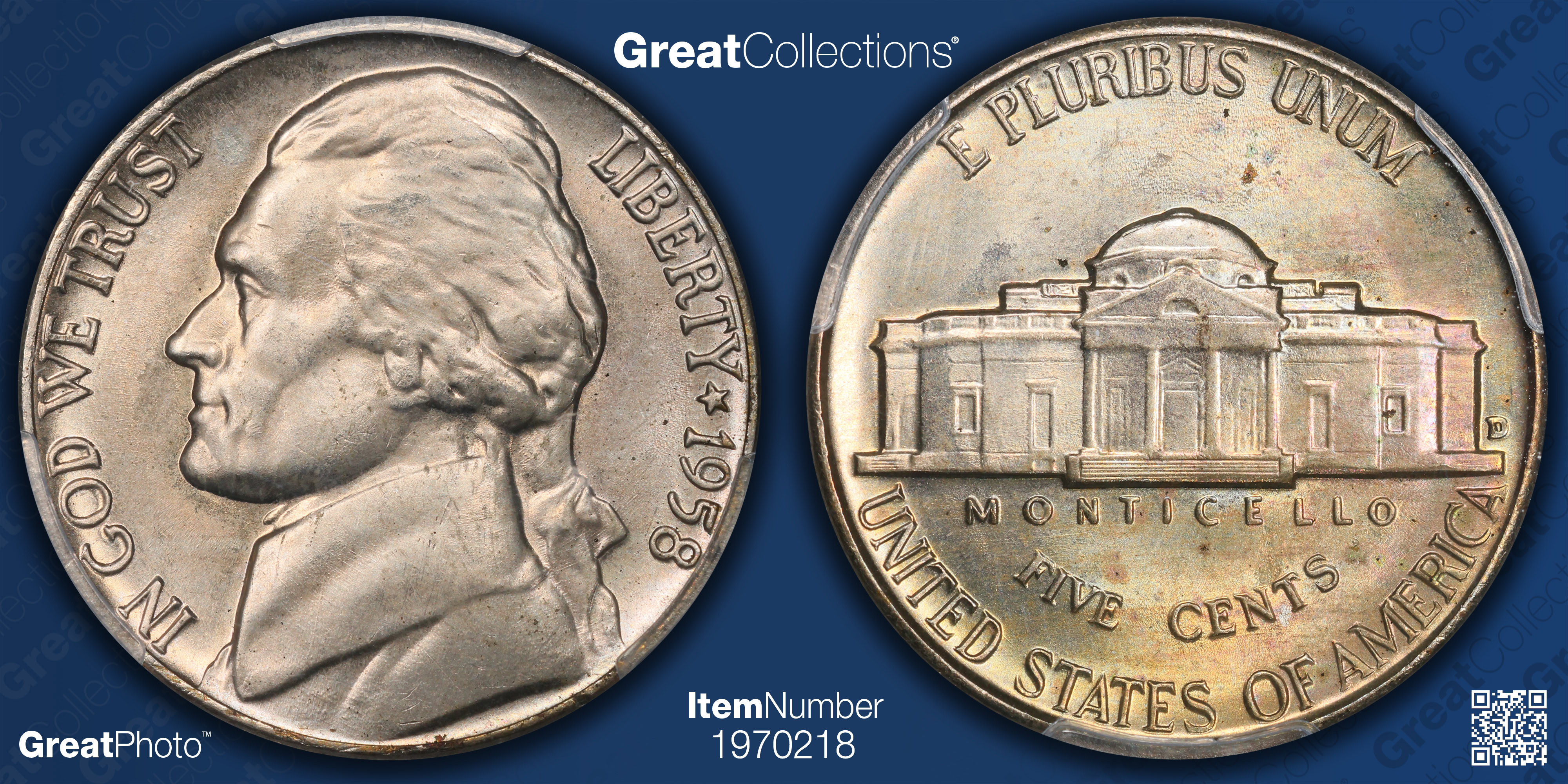 1958-D Jefferson Nickel PCGS MS-65 FS (Item 1970218) | GreatCollections ...