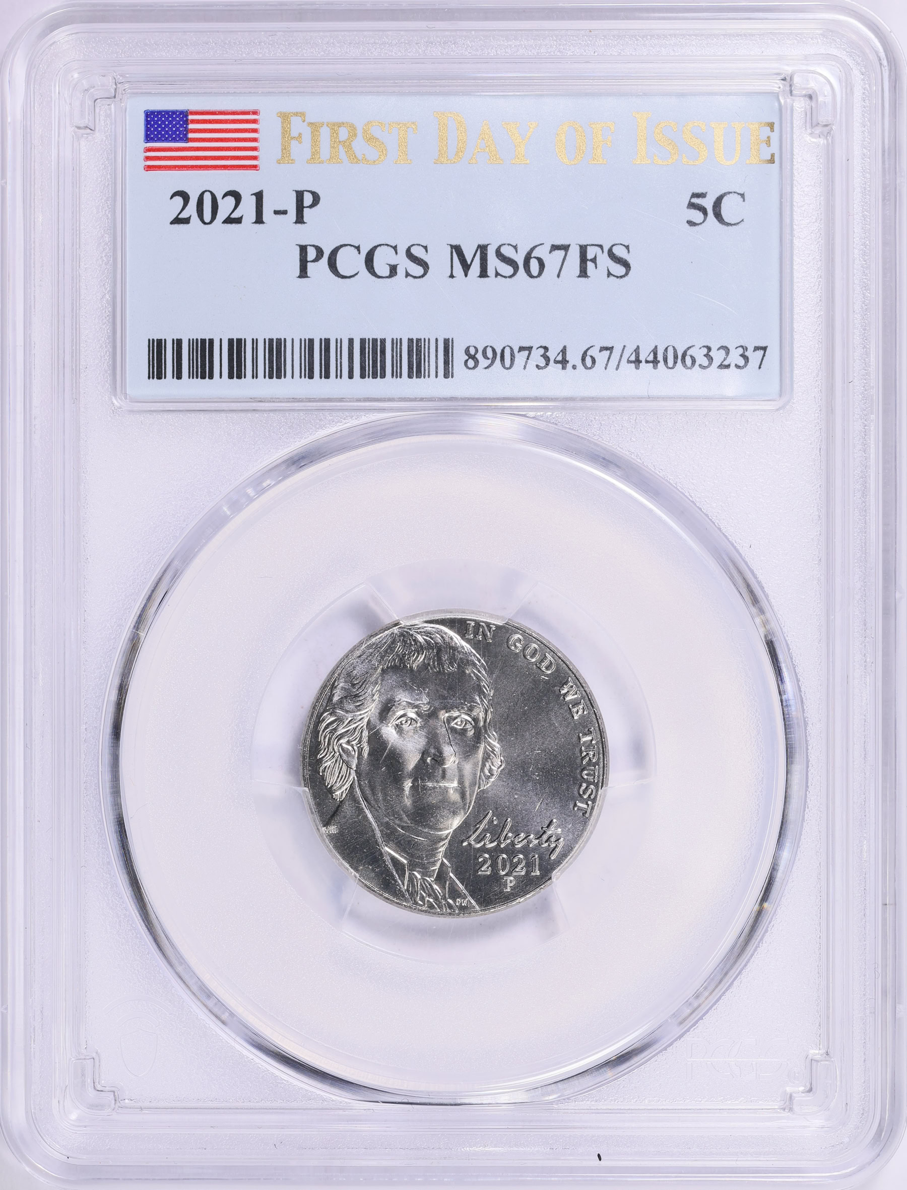 2021-P Jefferson Nickel First Day of Issue PCGS MS-67 FS (Item 1970243 ...