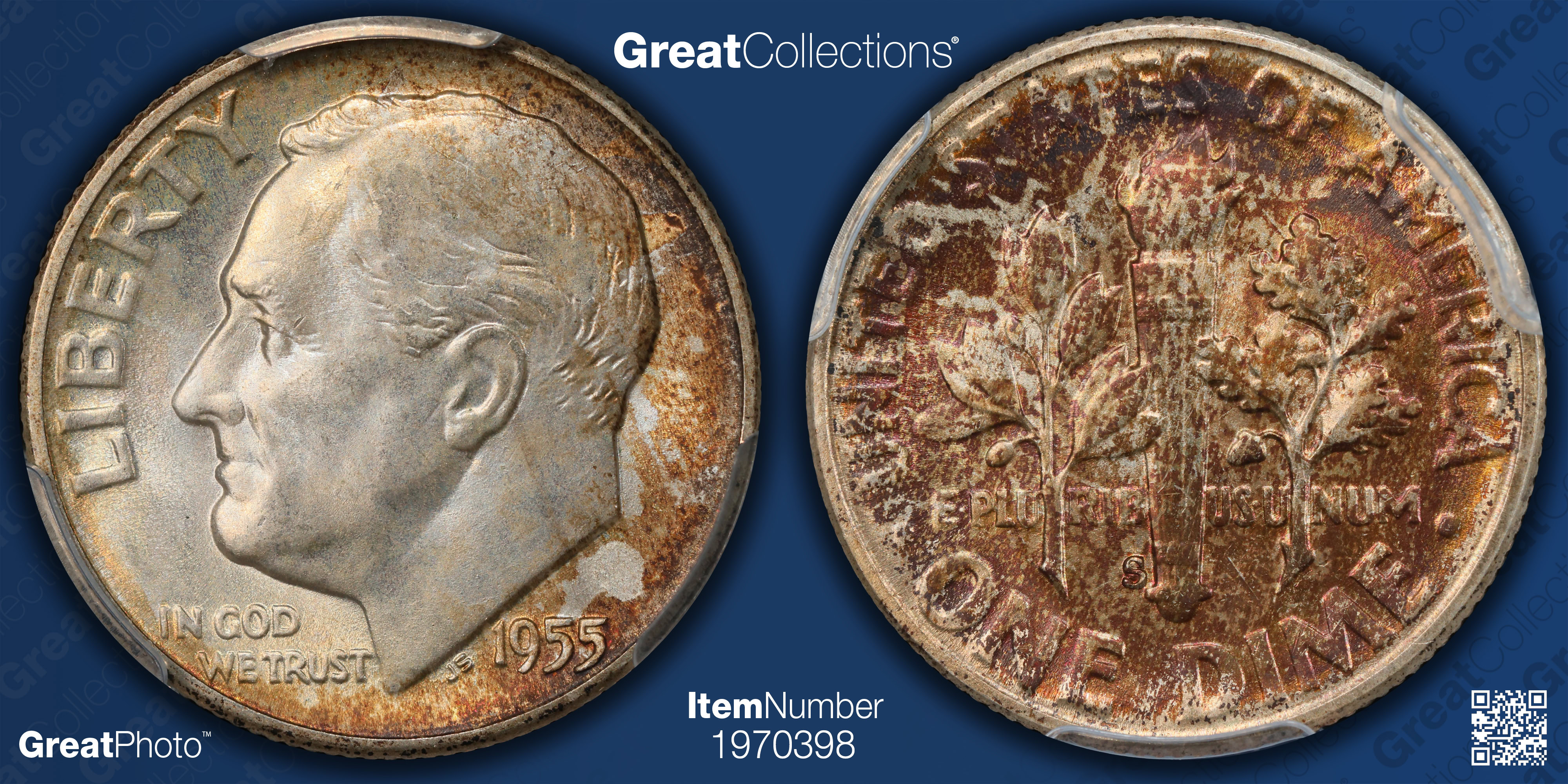 1955-S Roosevelt Dime PCGS MS-66 (Toned) (Item 1970398 ...