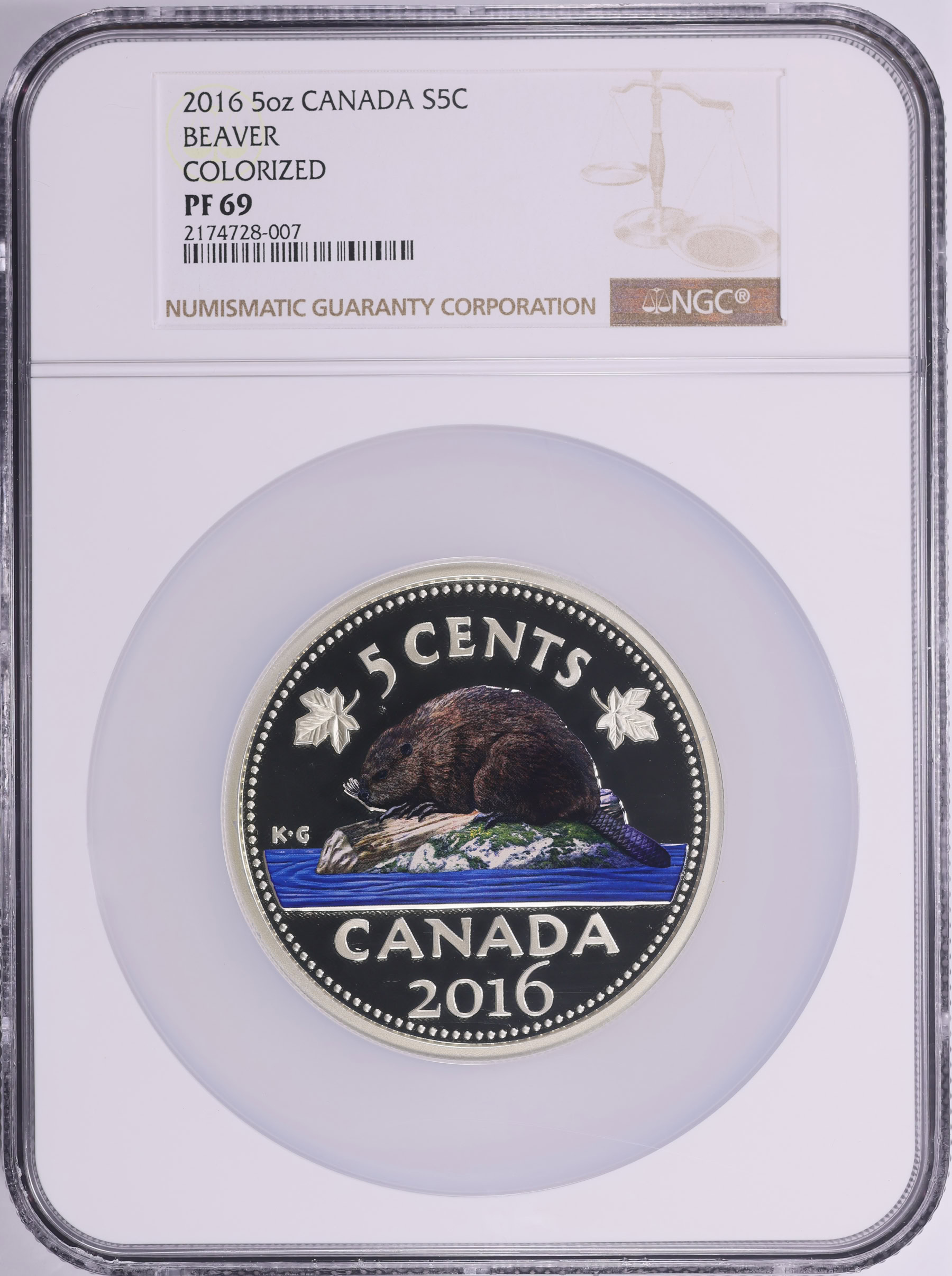 Canada 2016 Colorized Silver 5 Cents Big Coin Series, Beaver 5 Cents KM ...
