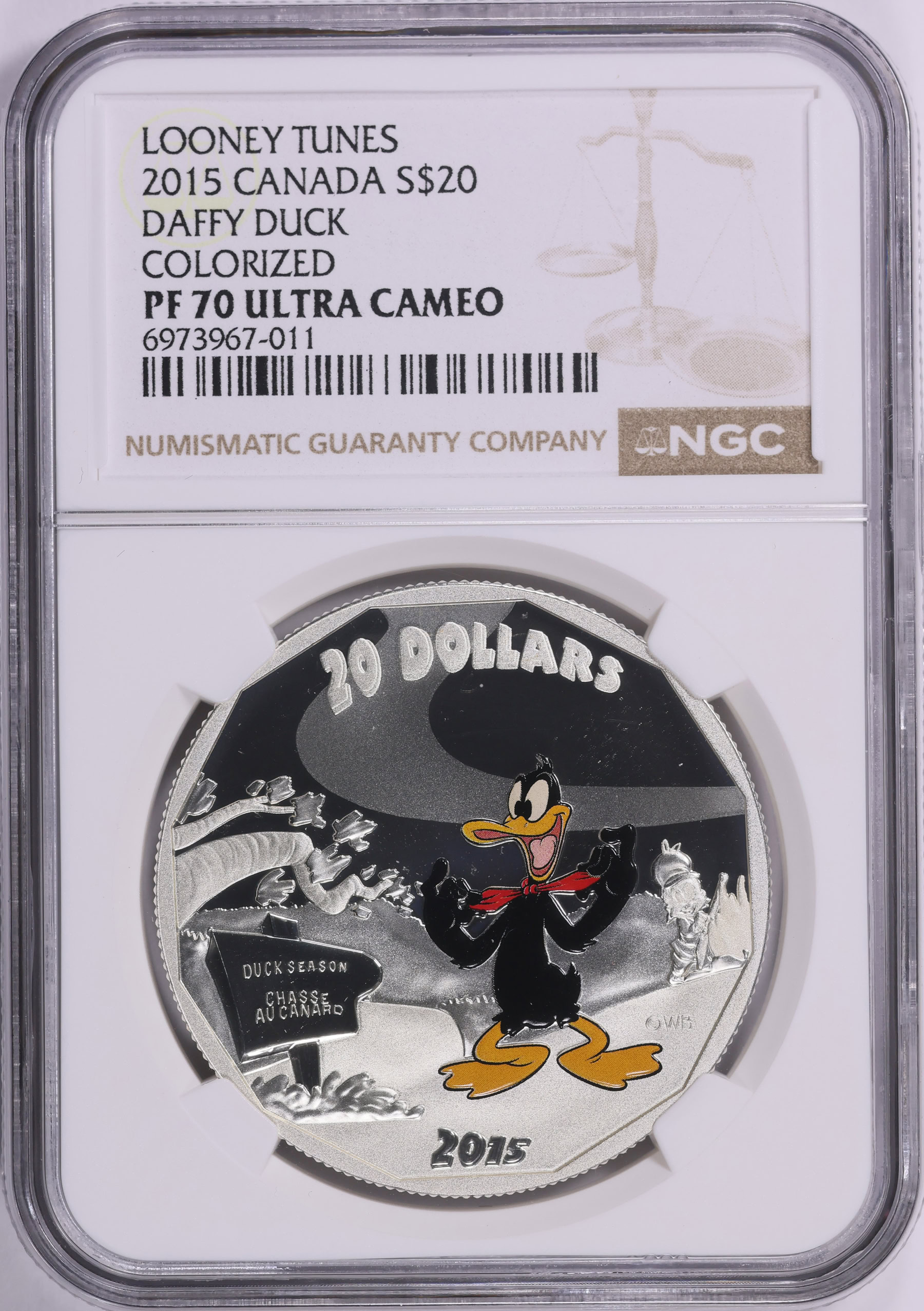 Canada 2015 Colorized Silver $20 Looney Tunes Daffy Duck KM-1978 NGC ...