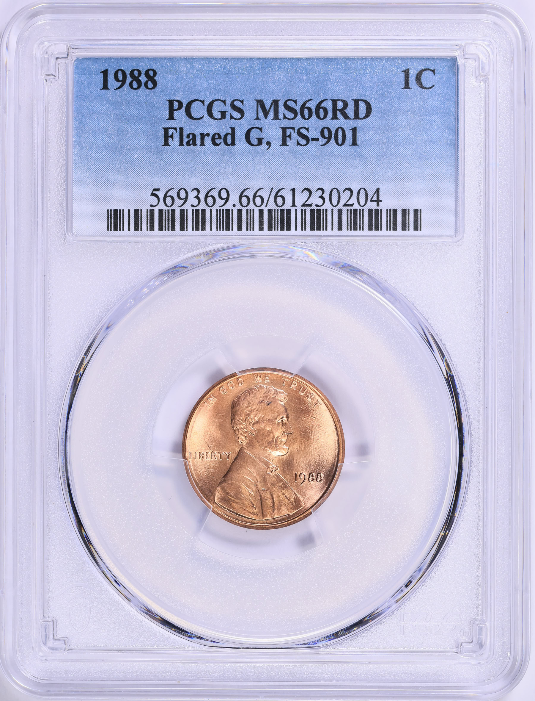 1988 Lincoln Cent Flared G FS-901 PCGS MS-66 RD (Item 1970929 ...