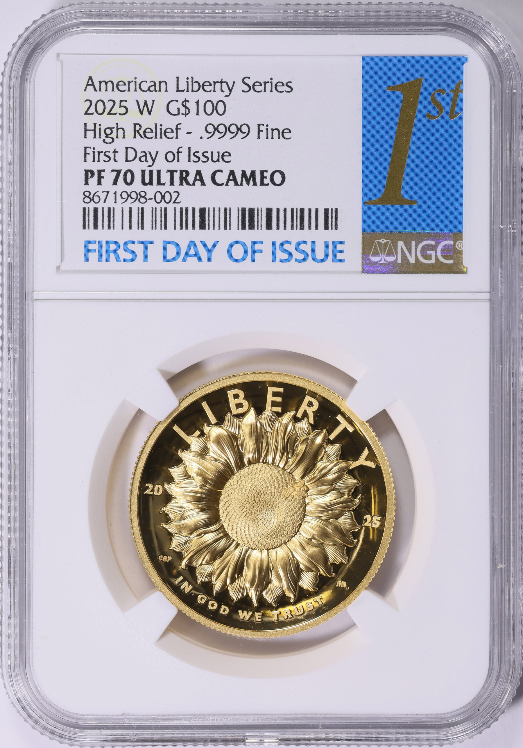 2025-W Gold $100 American Liberty High Relief First Day of Issue NGC ...