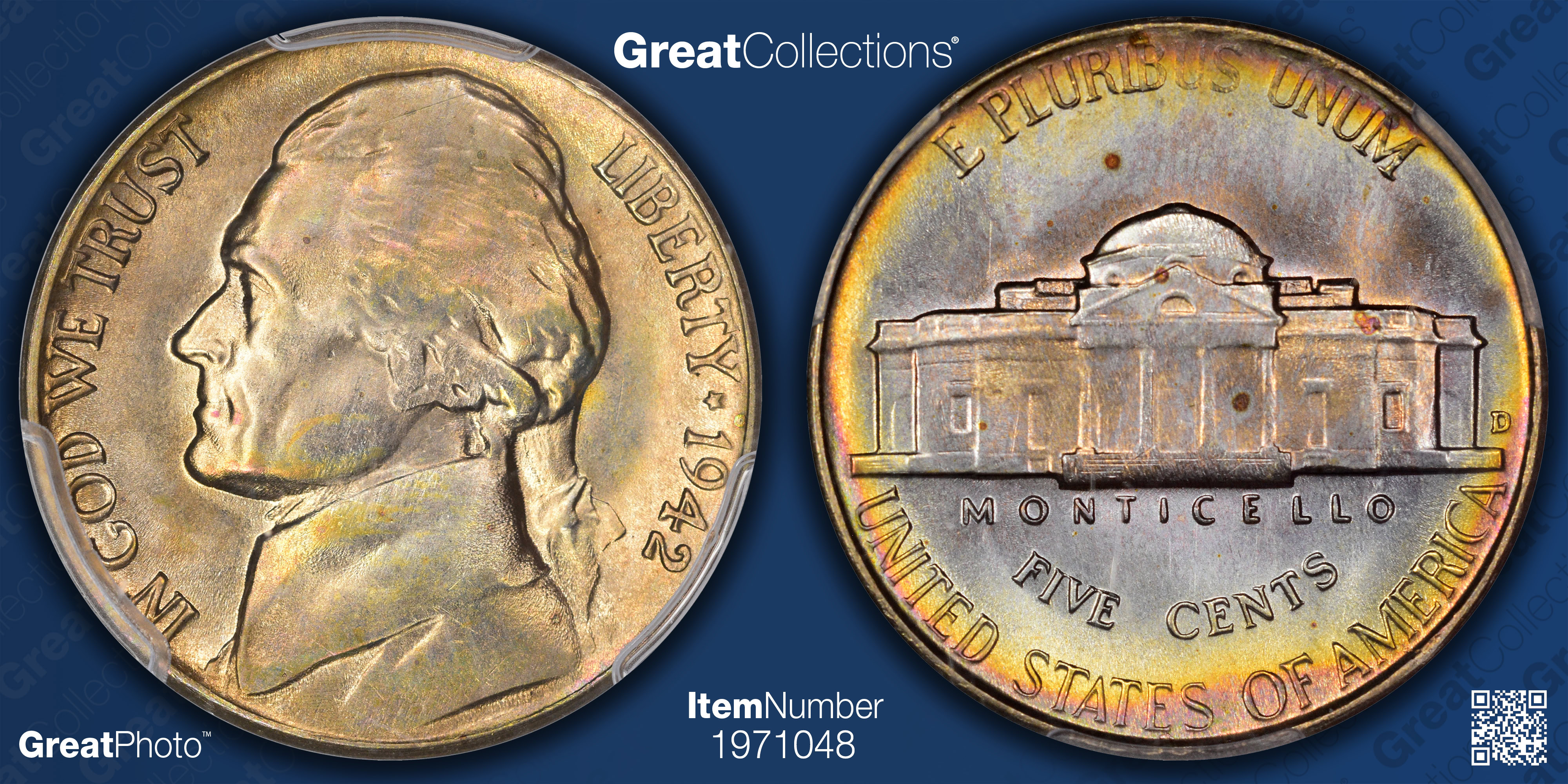 1942-D Jefferson Nickel Type 1 PCGS MS-67+ (Toned) (Item 1971048 ...