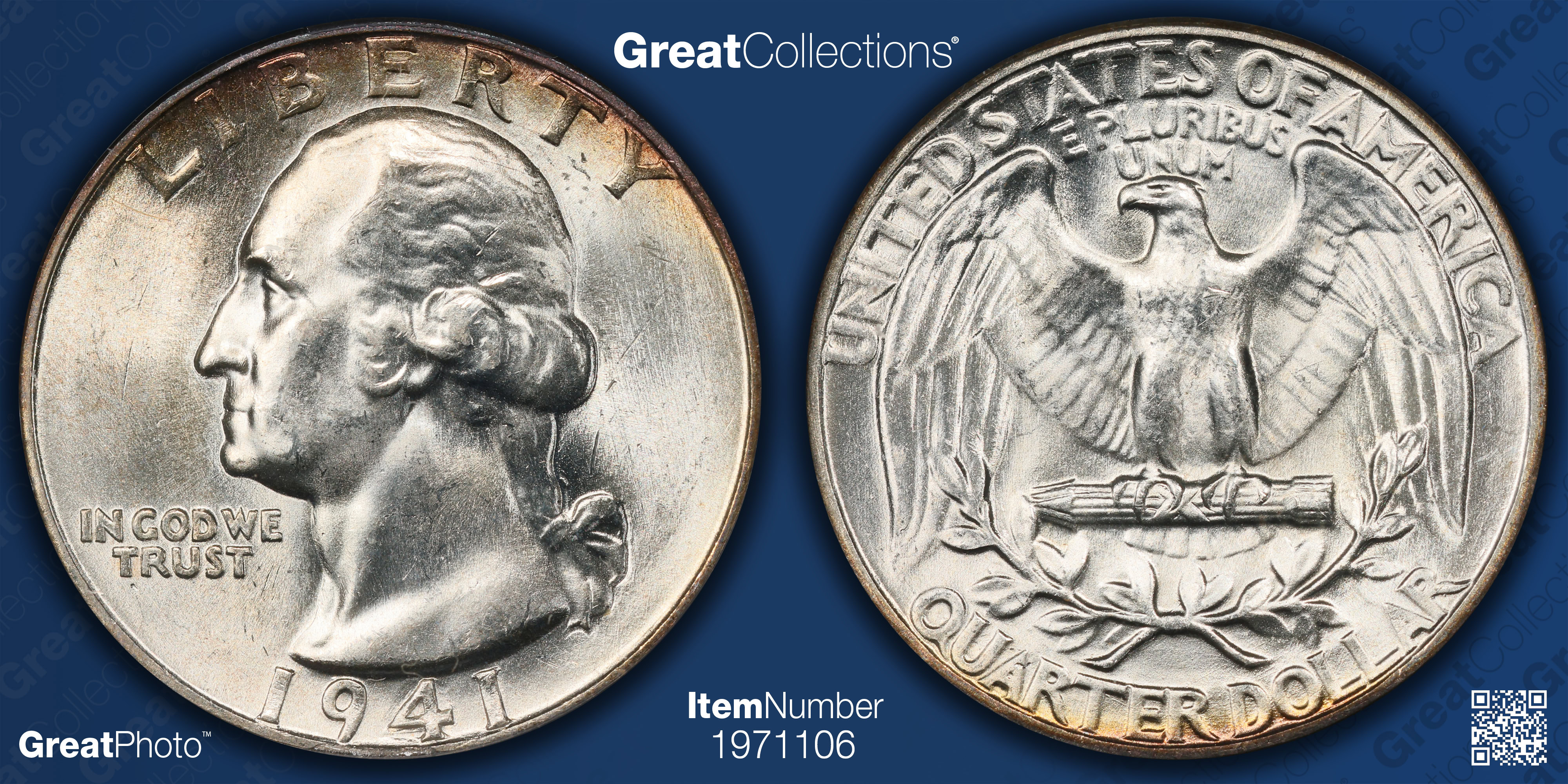 1941 Washington Quarter ANACS MS-63 (Item 1971106) | GreatCollections ...
