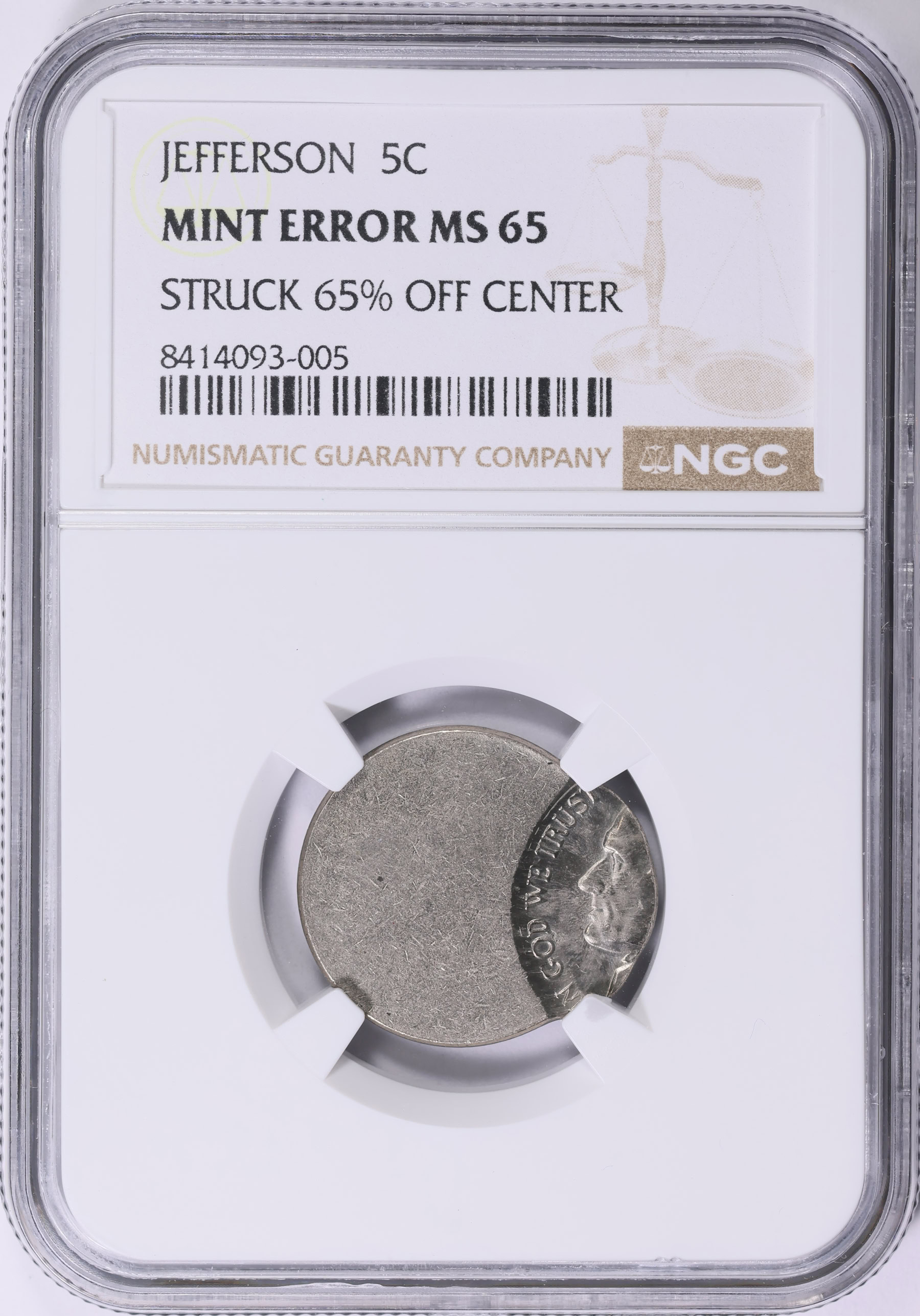 Mint Error Jefferson Nickel Struck 65% Off Center NGC MS-65 | NGC Cert ...