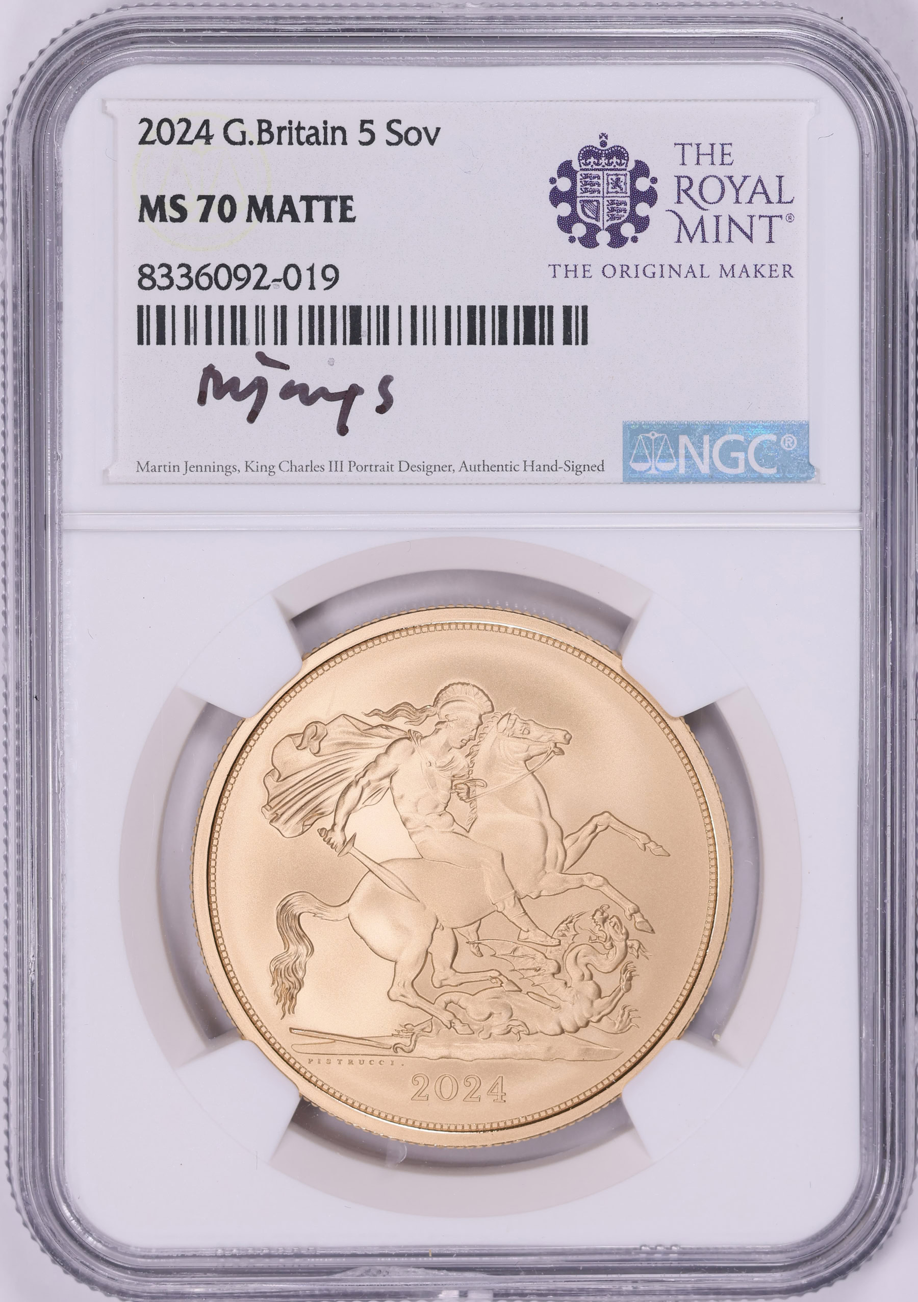 Great Britain 2024 Gold 5 Sovereign Matte Finish KM-2710 NGC MS-70 ...