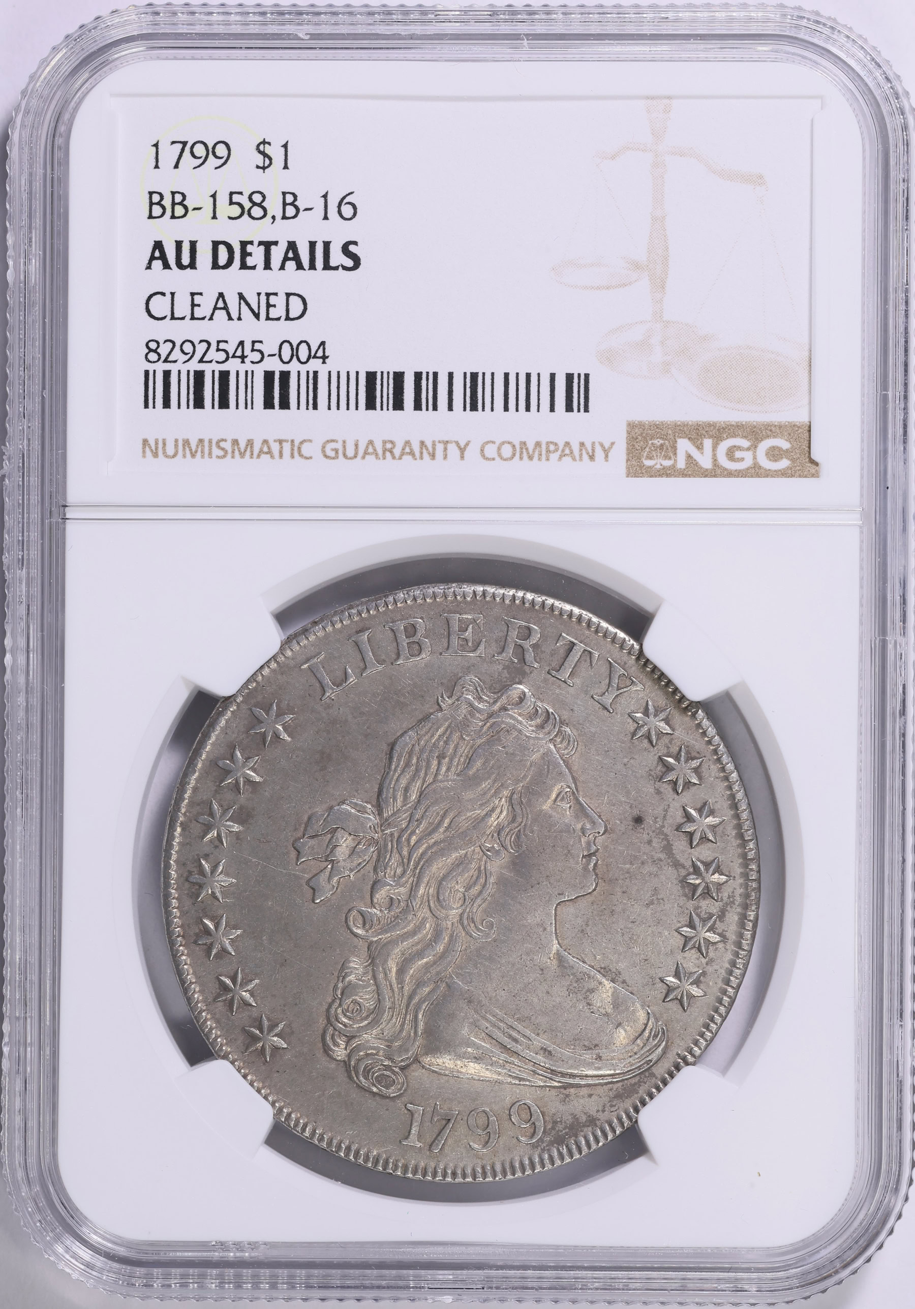 1799 Draped Bust Silver Dollar B-16 BB-158 NGC AU Details (Item 1974623 ...