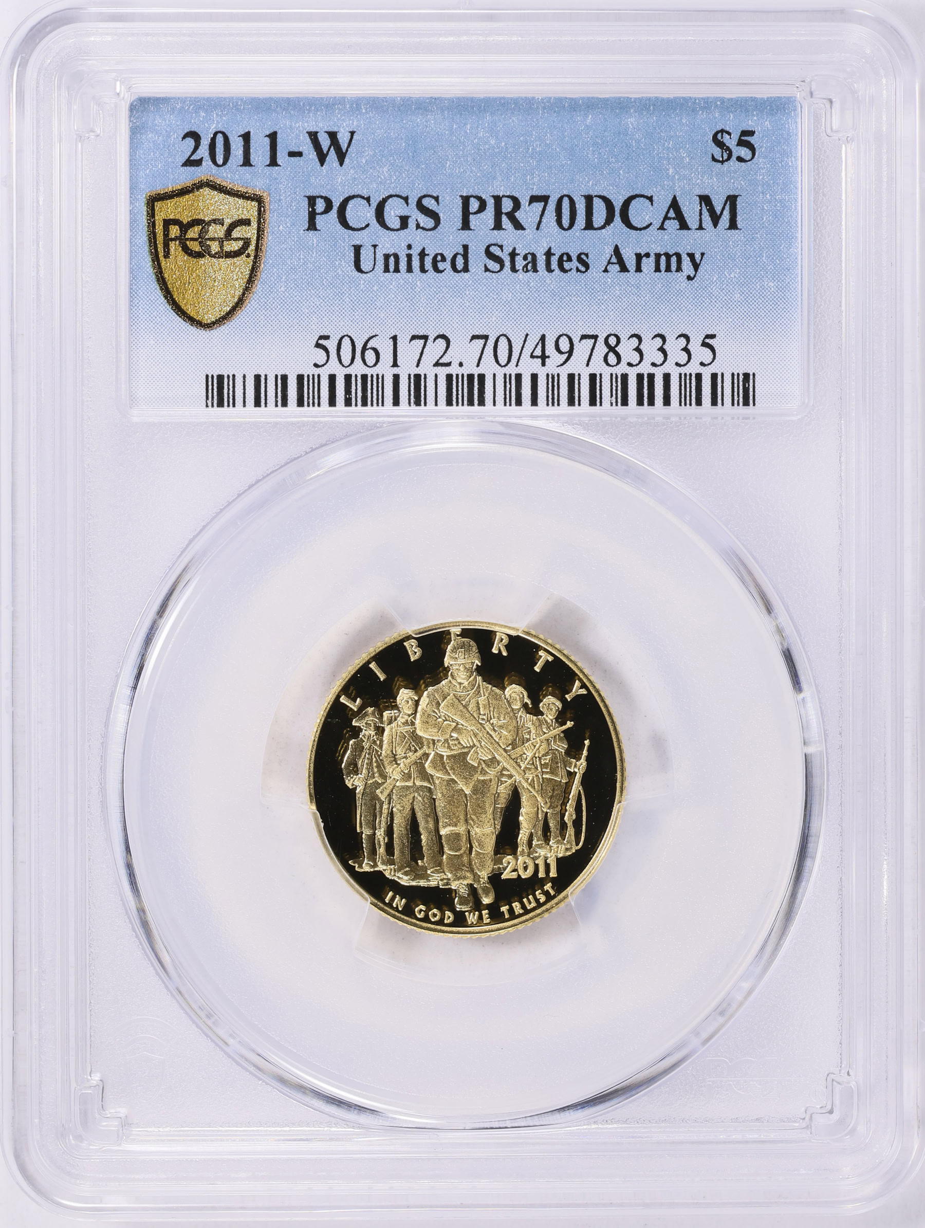 2011-W U.S. Army Gold $5 PCGS Proof-70 DCAM (Item 1974656 ...