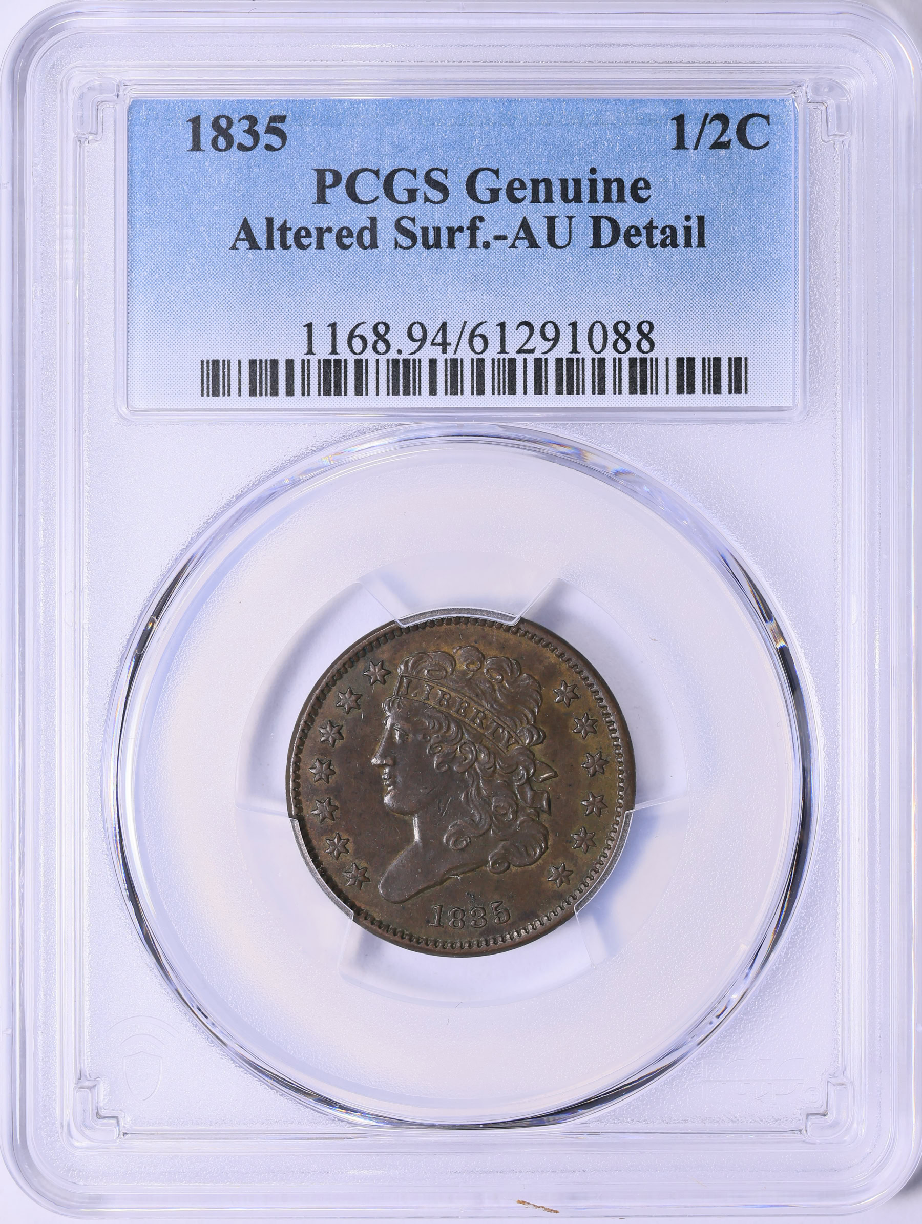 1835 Classic Half Cent PCGS Genuine AU Details (Item 1974711 ...