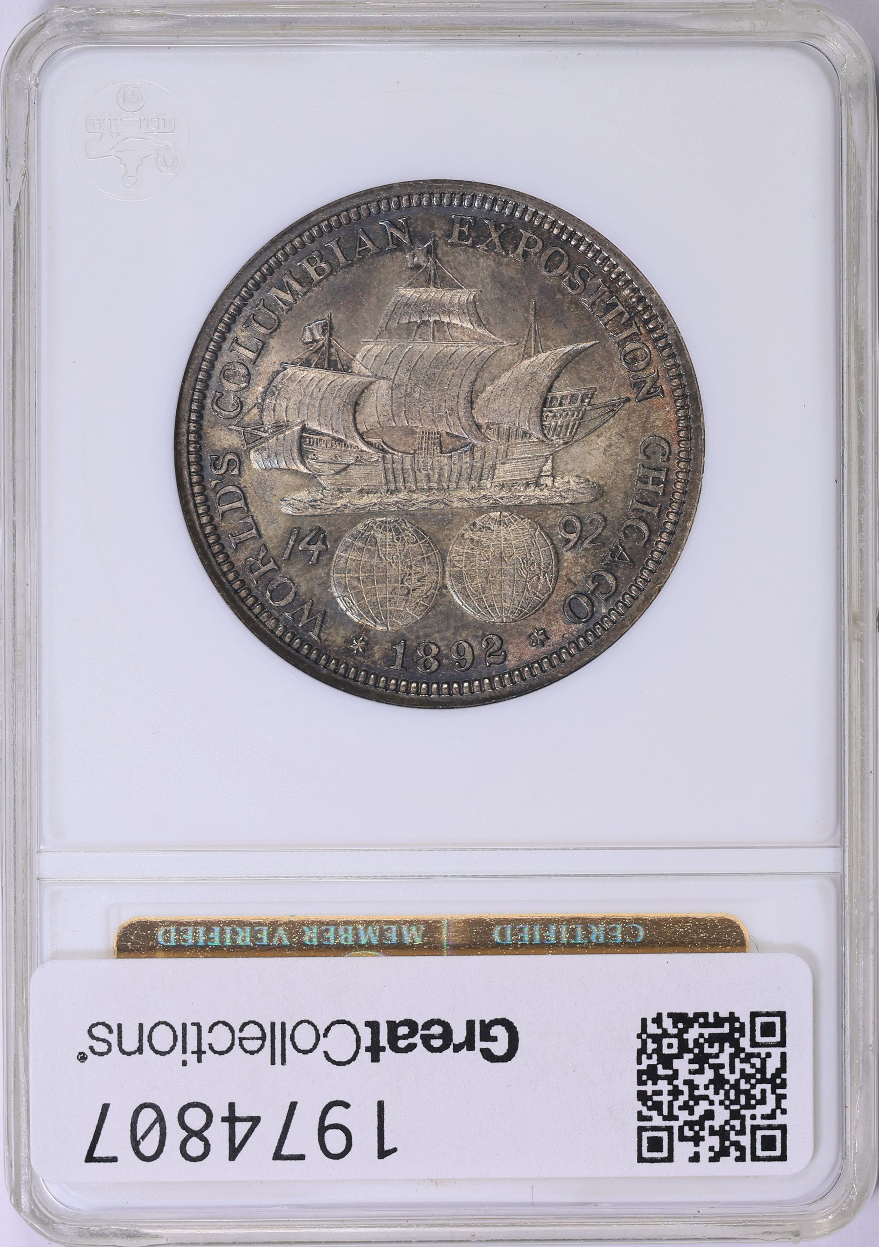 1892 World Columbian Exposition Half Dollar ANACS MS-63 OH (Item ...