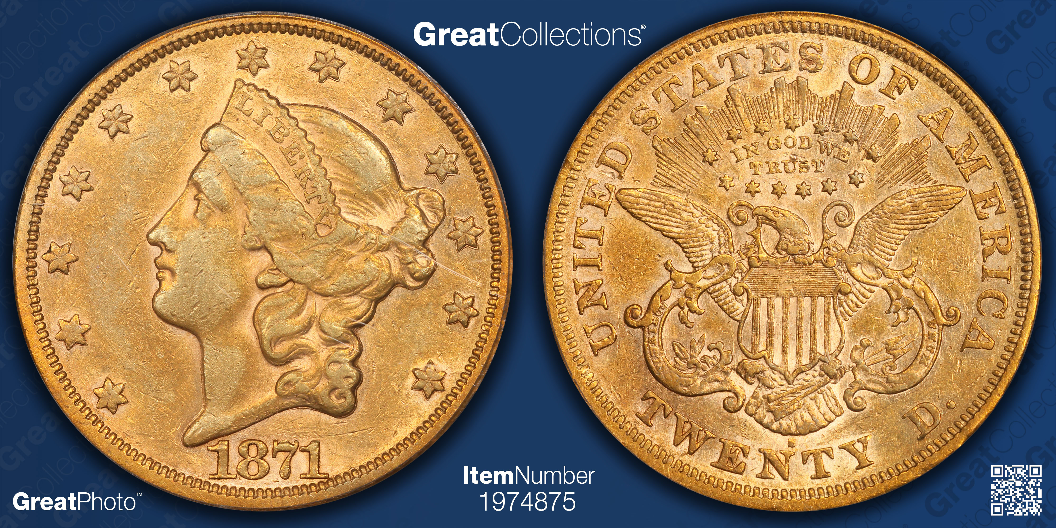 1871-S Liberty Gold Double Eagle PCGS AU-53 (Item 1974875 ...