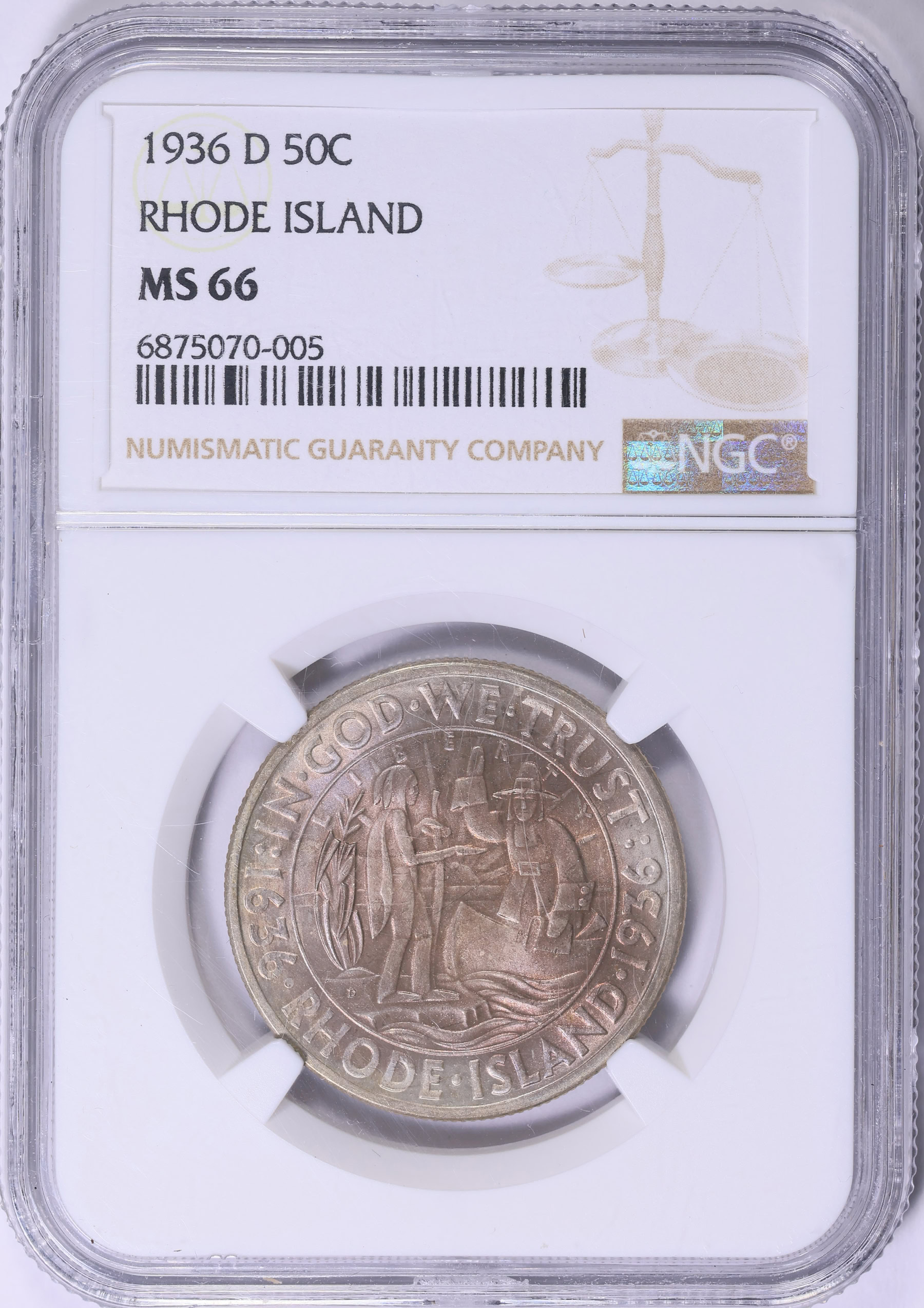 1936-D Providence, Rhode Island Tercentenary Half Dollar NGC MS-66 ...