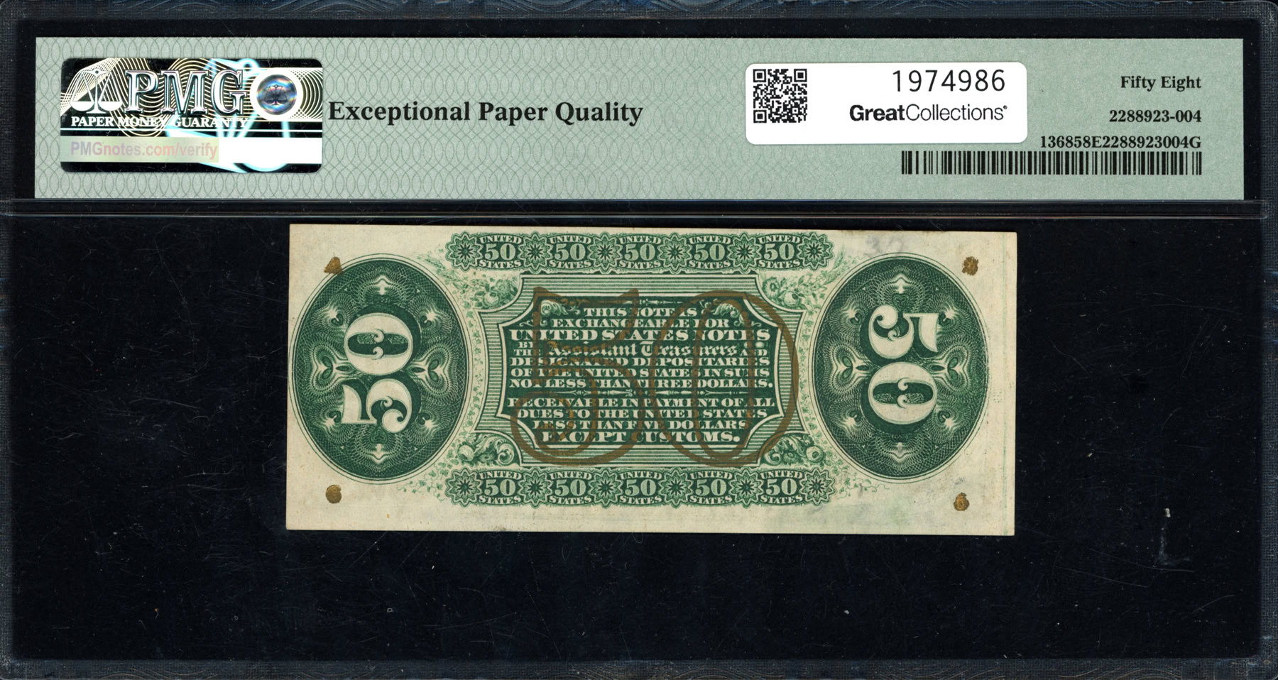 Fr. 1368 Third Issue 50 Cents Fractional Currency Note Colby / Spinner ...