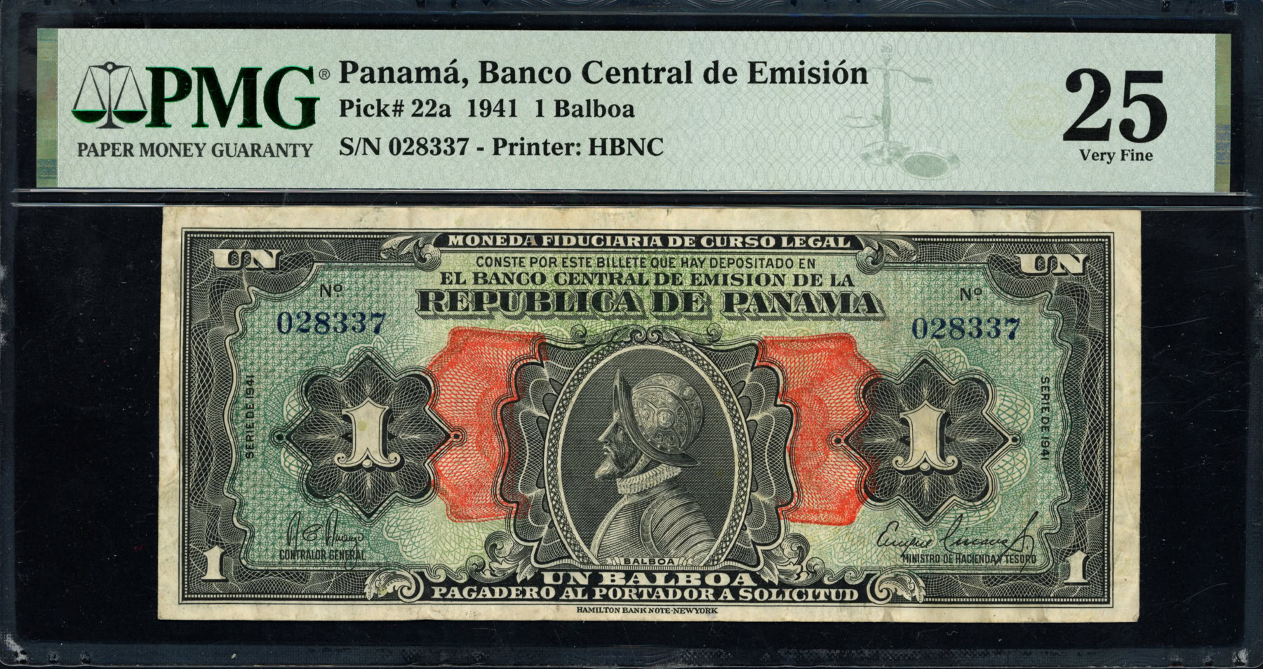 Panama 1941 1 Balboa Banco Central de Emision Note SCWPM-22a PMG Very ...