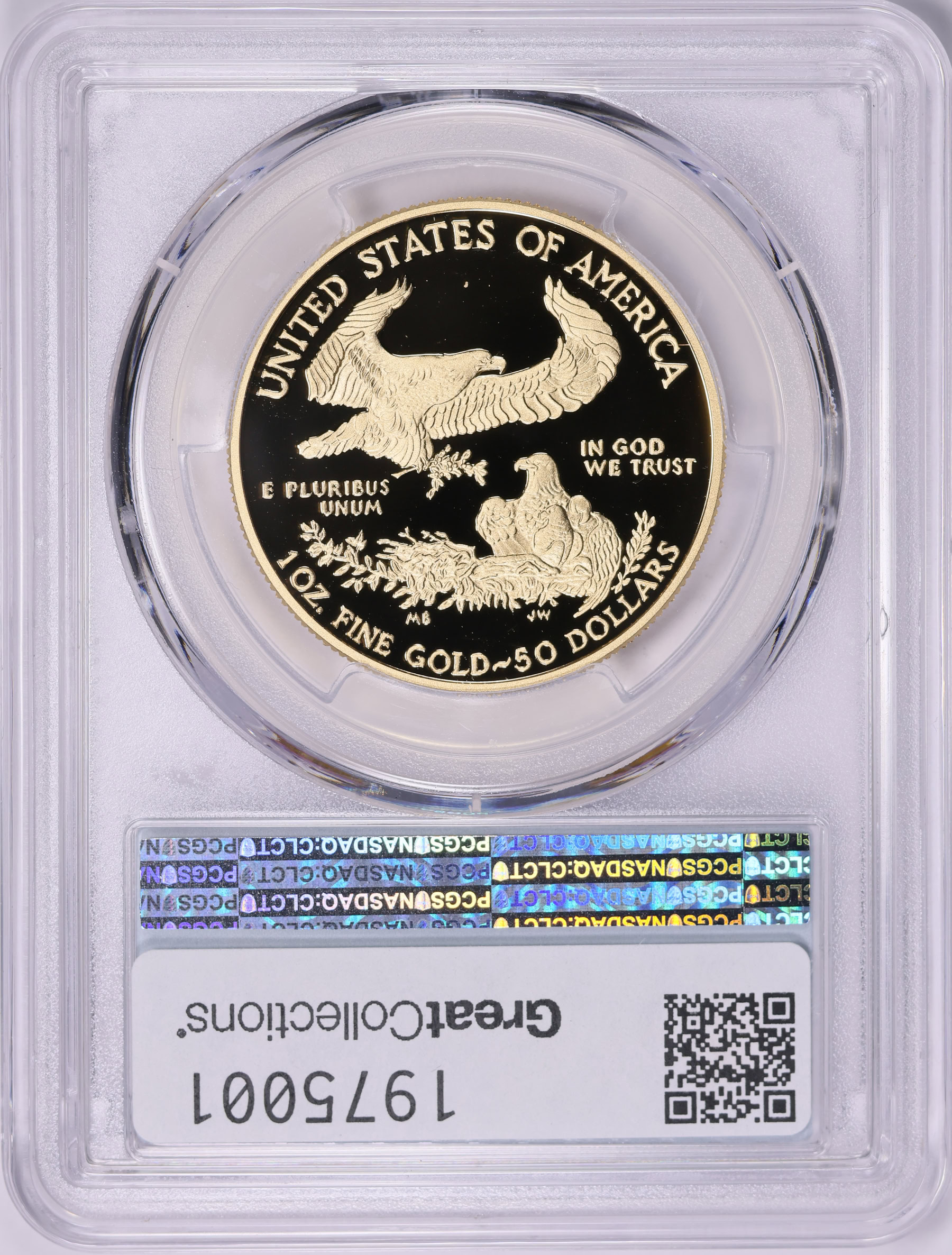 2020-W $50 One-Ounce Gold American Eagle V75 Privy 1 of 1945 Struck ...