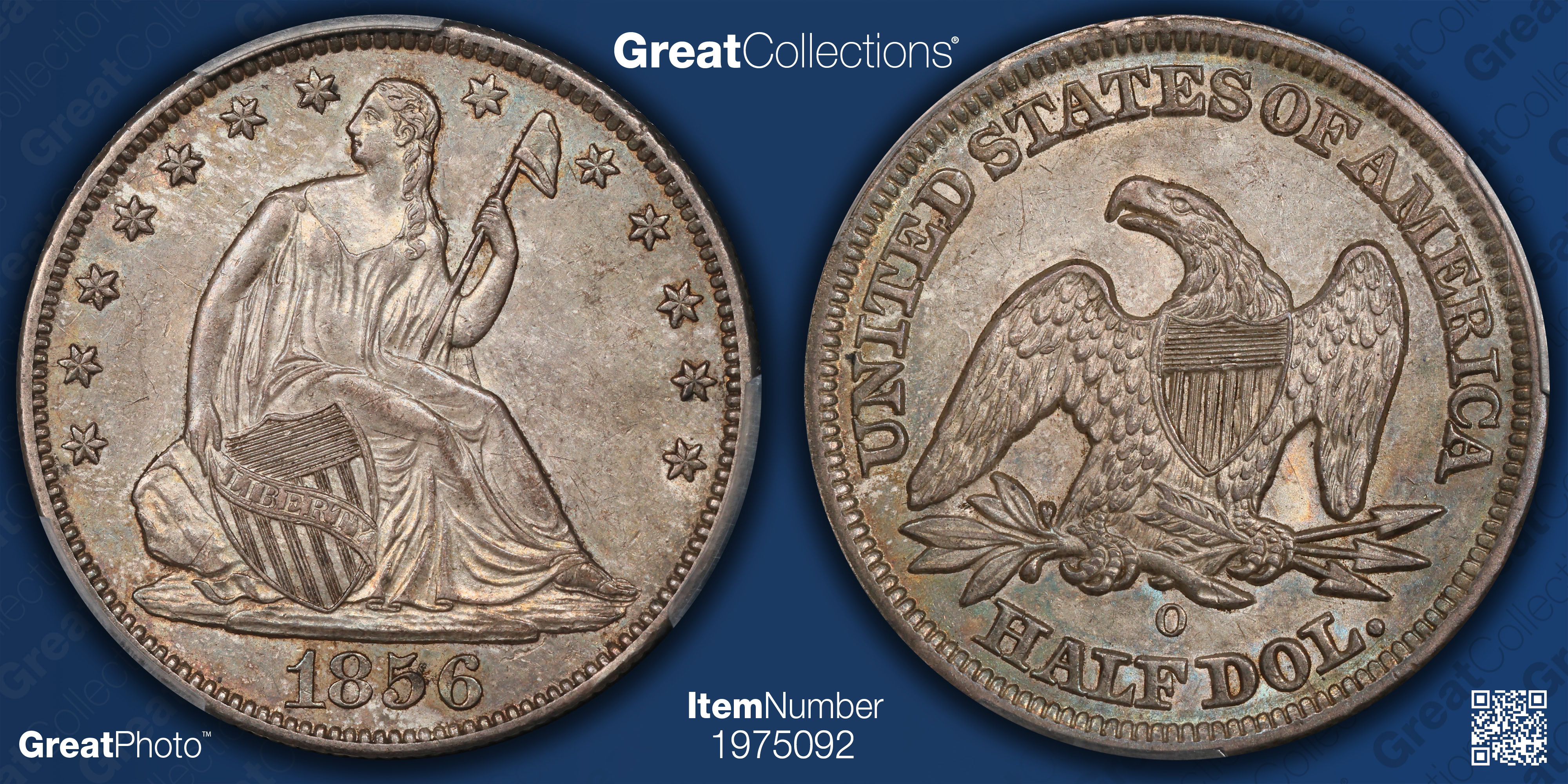 1856-O Seated Liberty Half Dollar PCGS AU-55 (CAC Green) (Item 1975092 ...