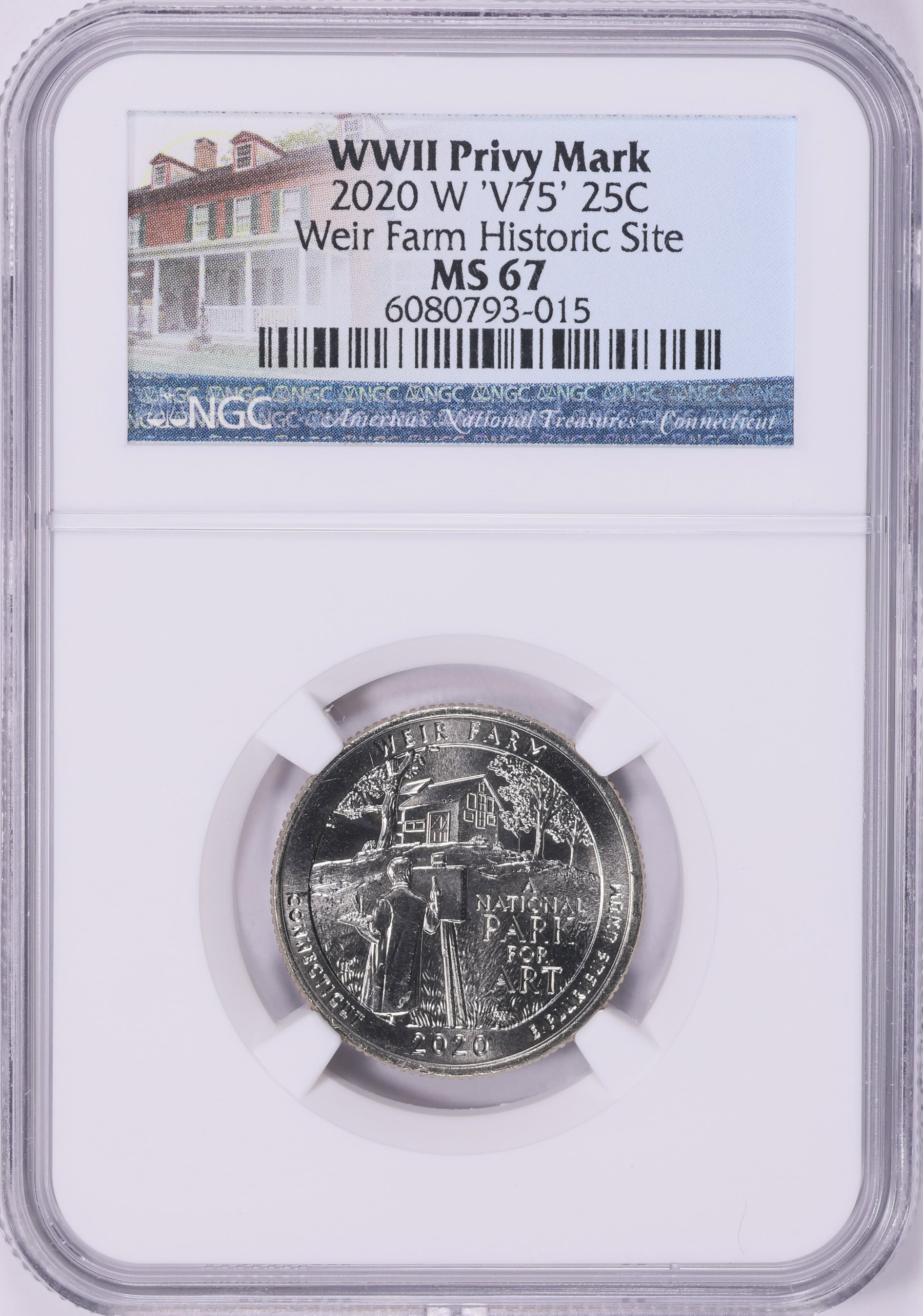 2020-W America the Beautiful Quarter Weir Farm Historic Site V75 Privy ...