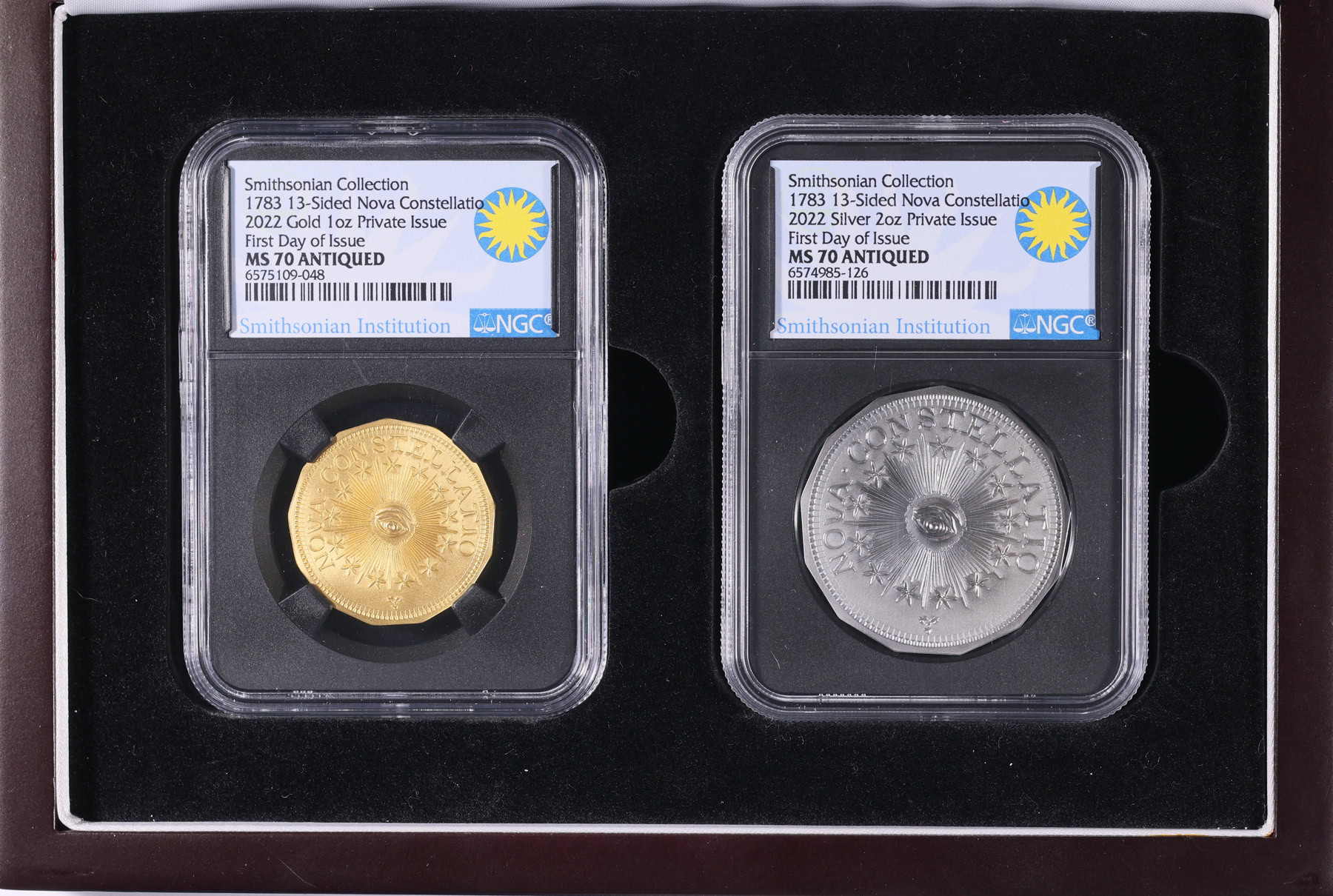 2022 Gold 1oz. & Silver 2oz. Smithsonian Collection 1783 13 Sided Nova ...
