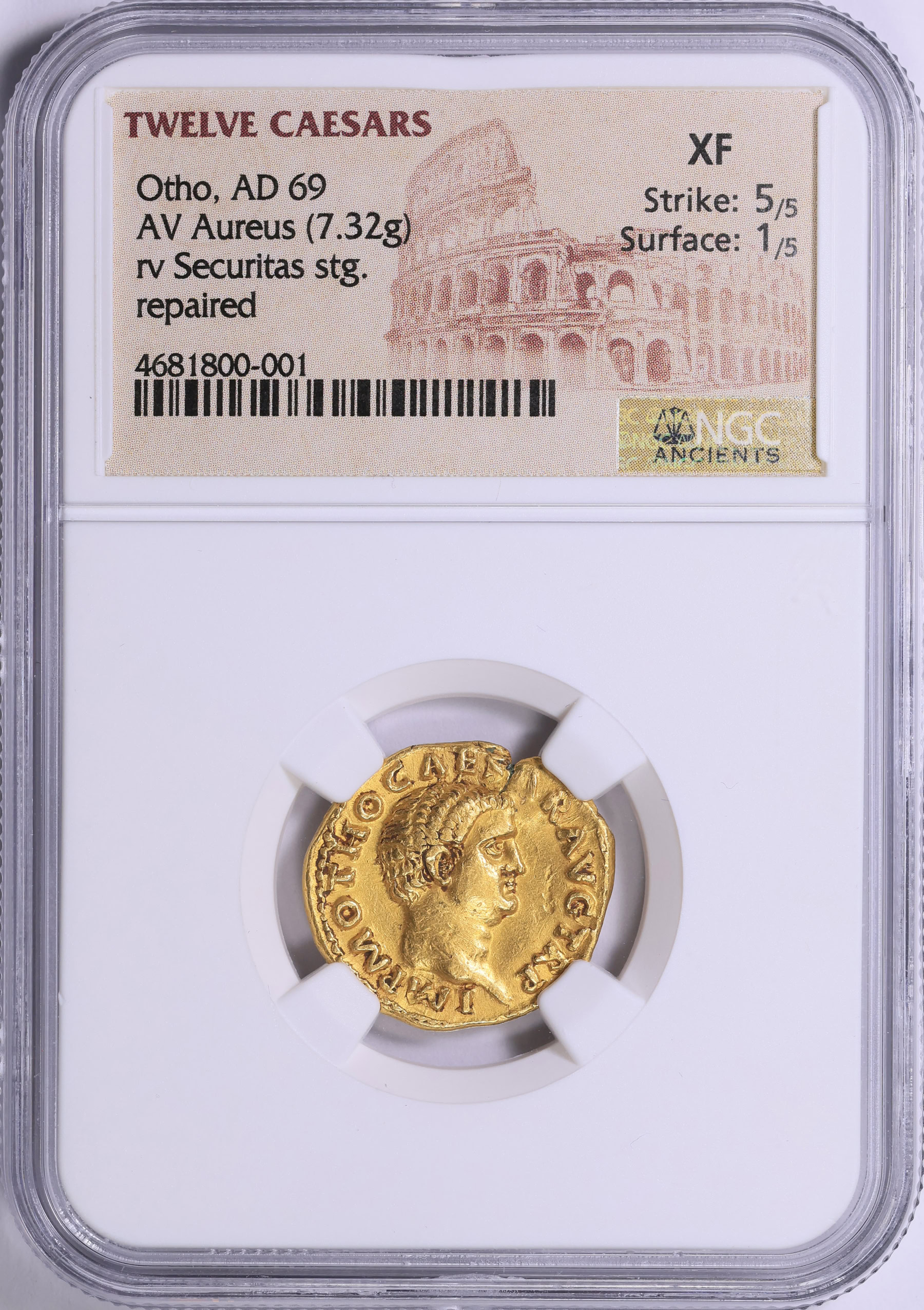 Ancient Roman Empire, Otho (A.D. 69) Gold Aureus (7.32gms) Rome Mint ...